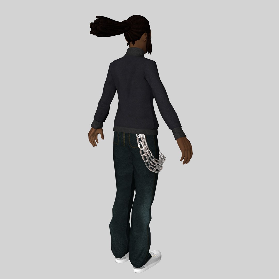 Black Young Man Character 3d Obj