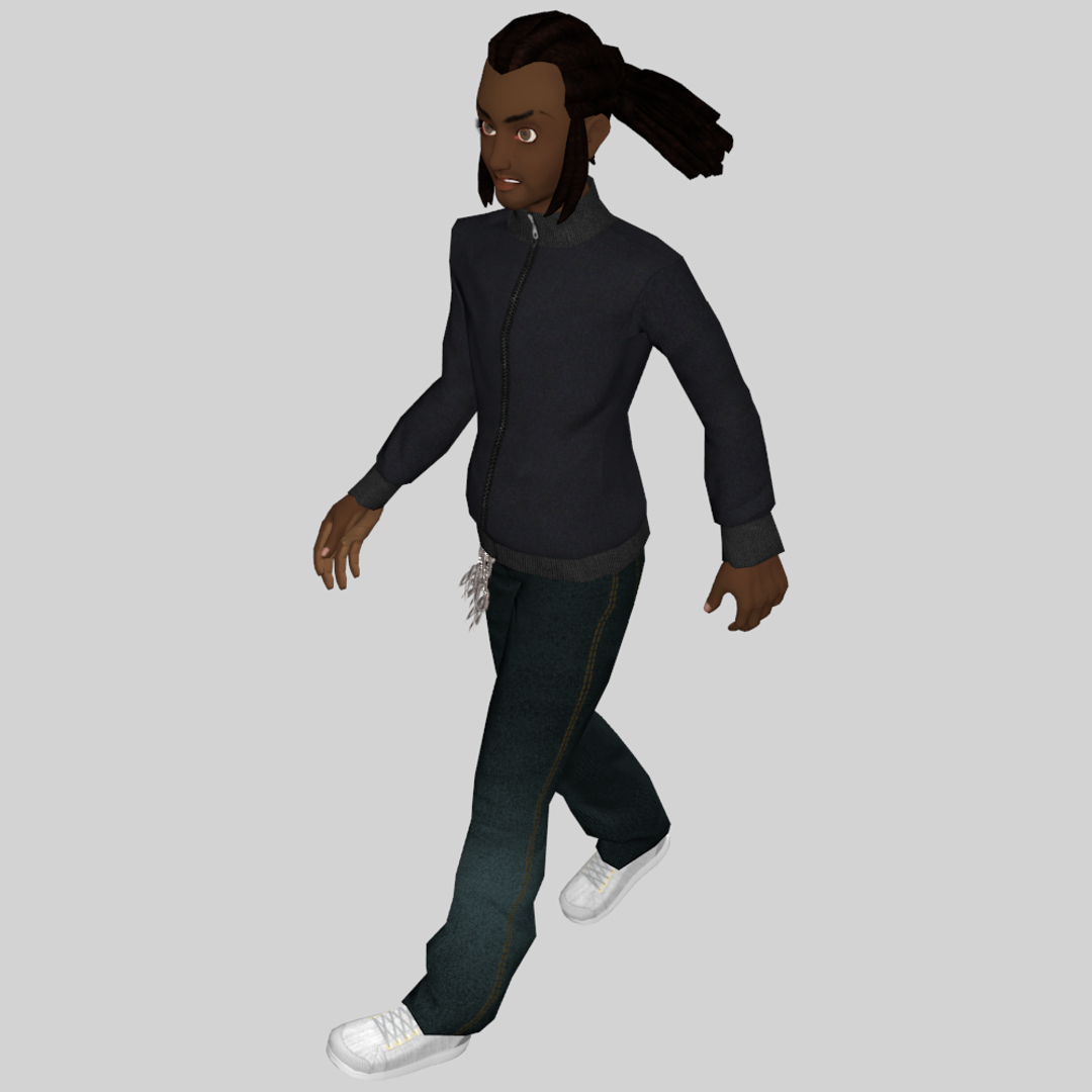 Black Young Man Character 3d Obj