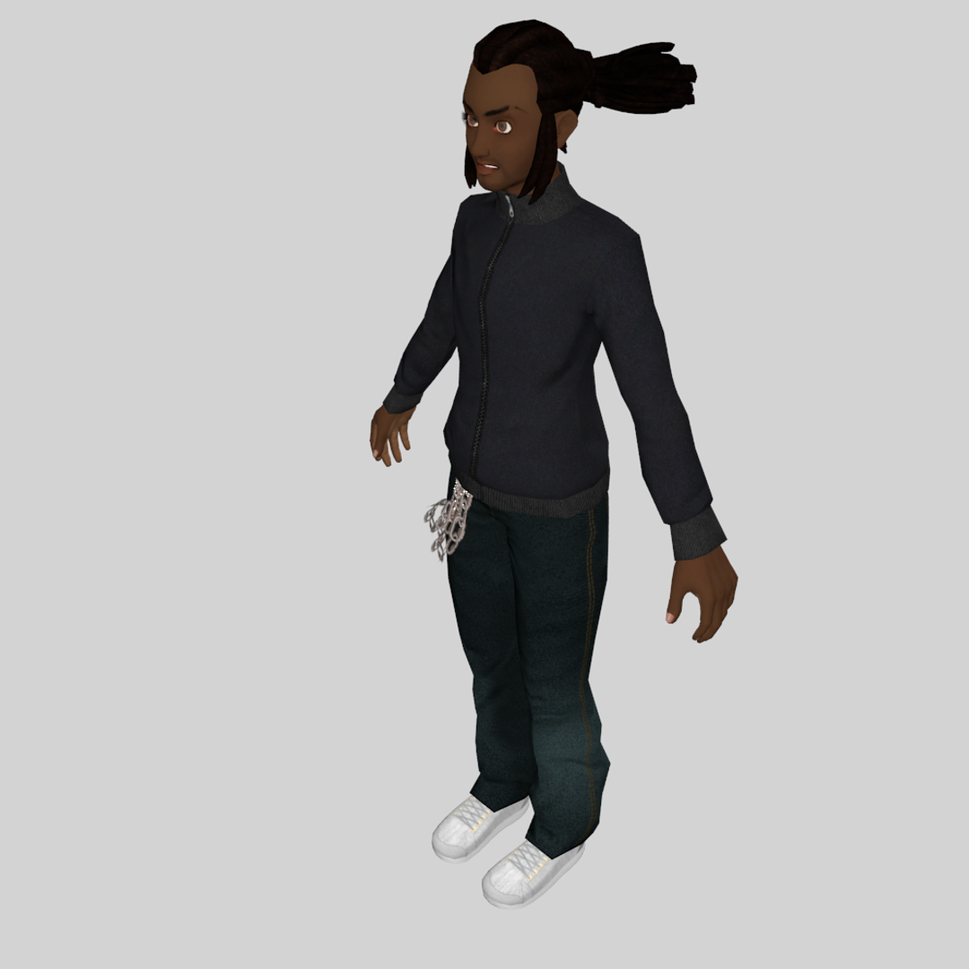 Black Young Man Character 3d Obj