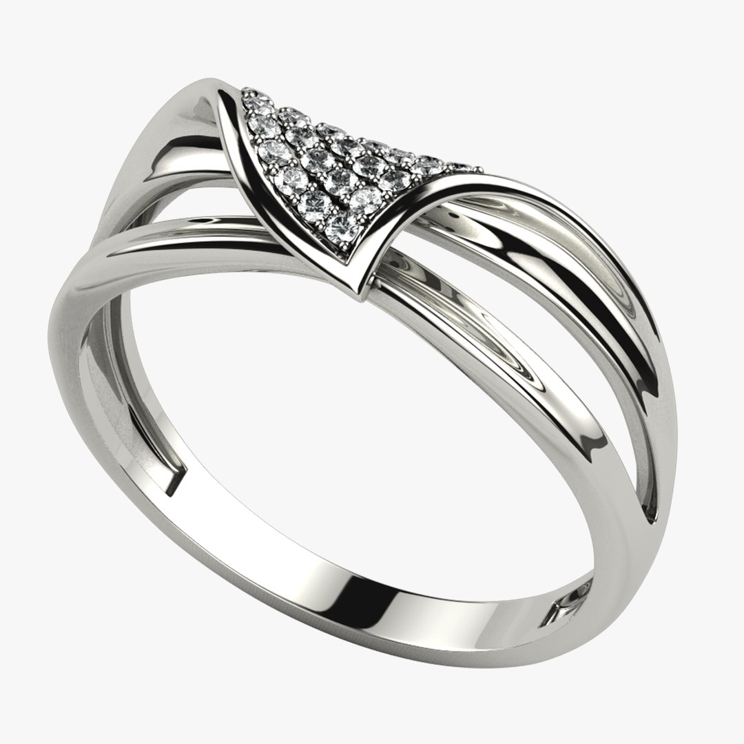 25 Diamonds Bended Fashion Gold Ring model - TurboSquid 1889004