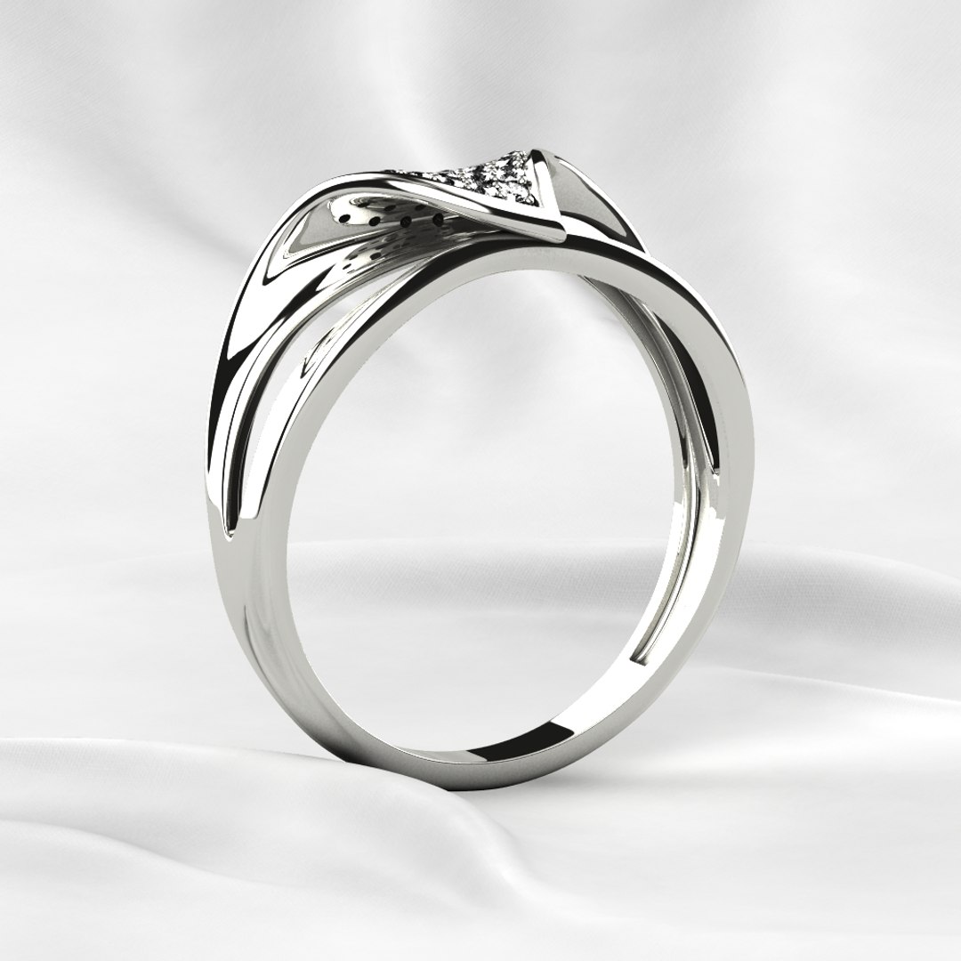 25 Diamonds Bended Fashion Gold Ring Model - TurboSquid 1889004