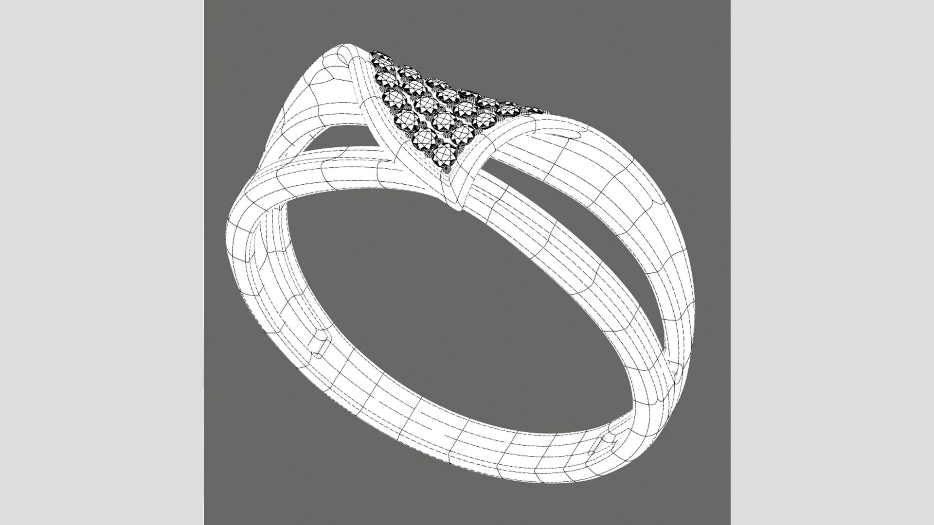 25 Diamonds Bended Fashion Gold Ring Model - TurboSquid 1889004