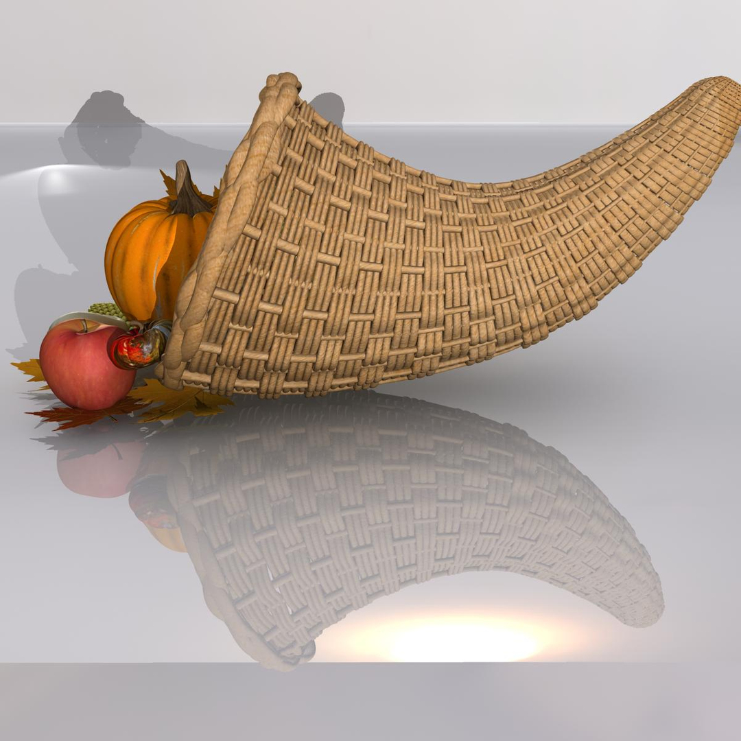 3d Model Thanksgiving Cornucopia Vegetables Horn