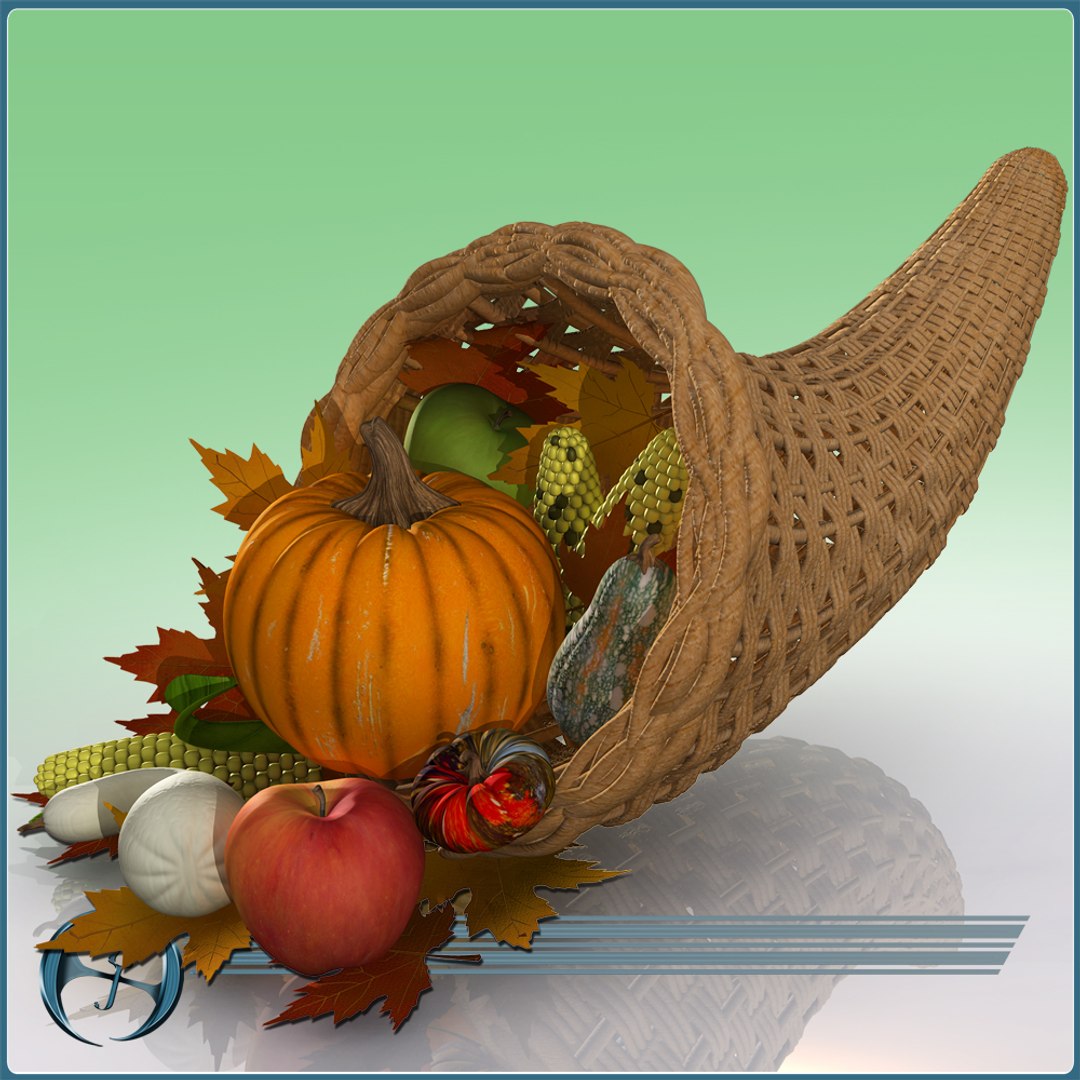 3d Model Thanksgiving Cornucopia Vegetables Horn