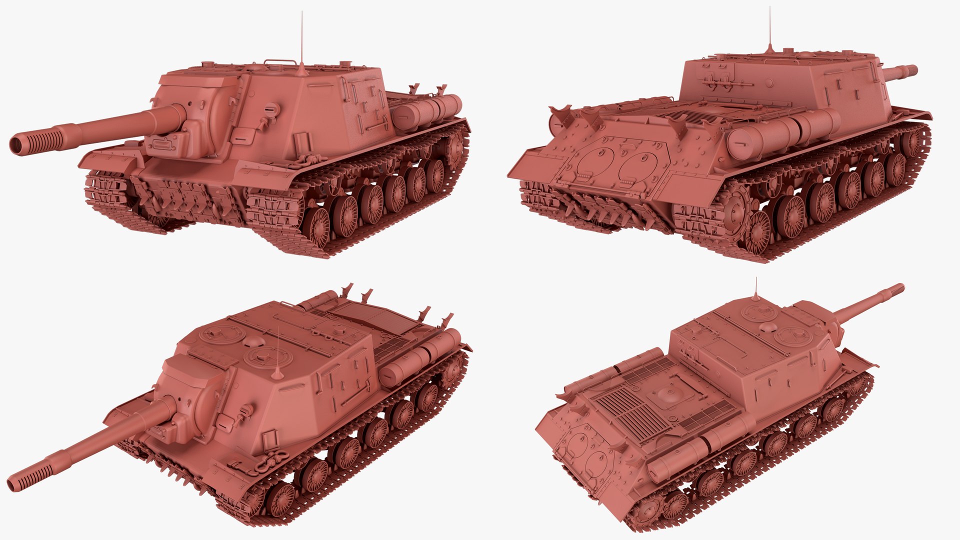 3D ISU-152 TankGreen Model - TurboSquid 1980569