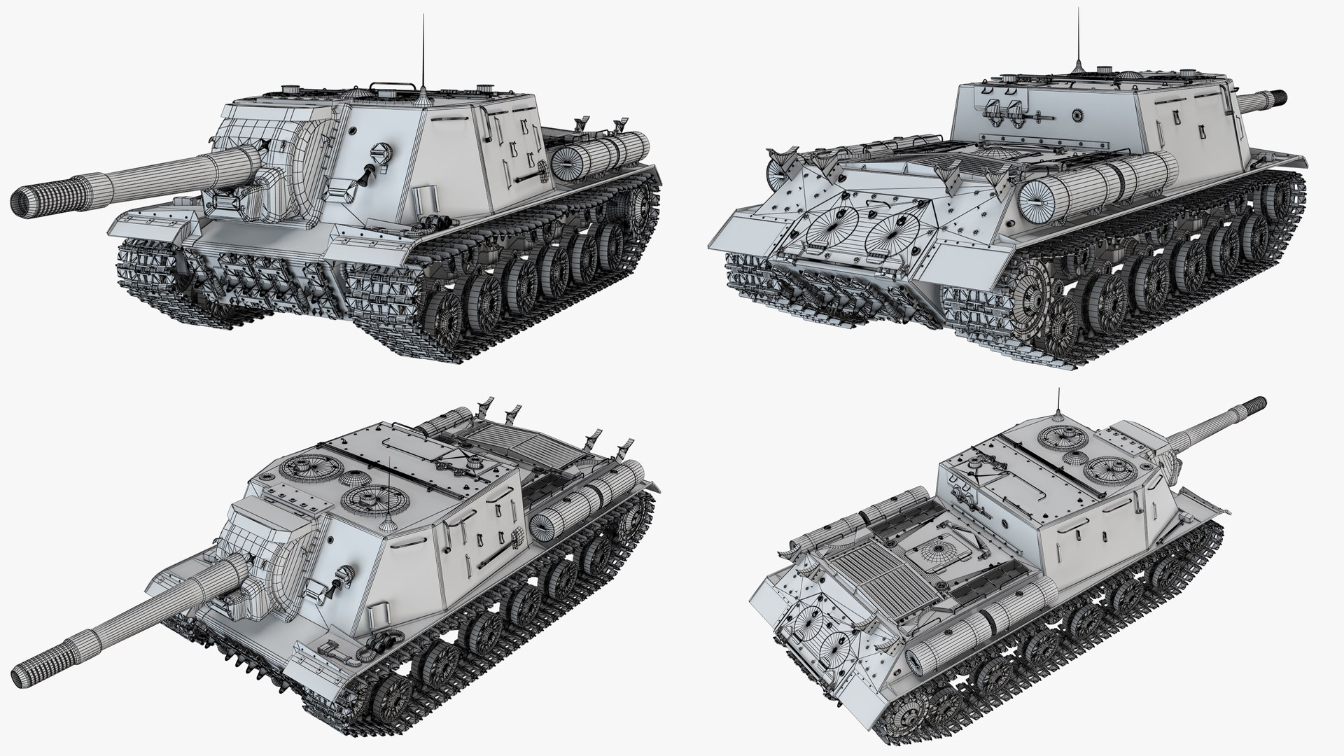 3D ISU-152 TankGreen Model - TurboSquid 1980569