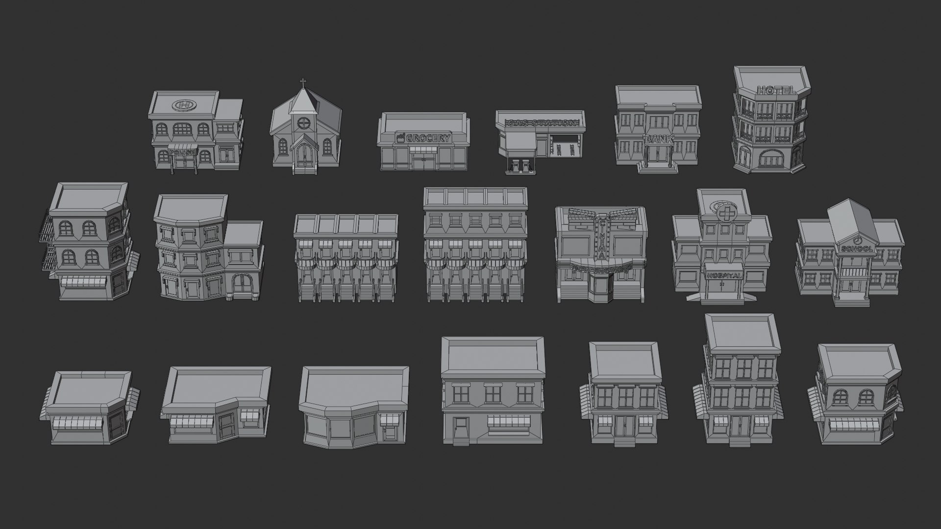 3D Cartoon Low Poly Modular City Pack - TurboSquid 2245580