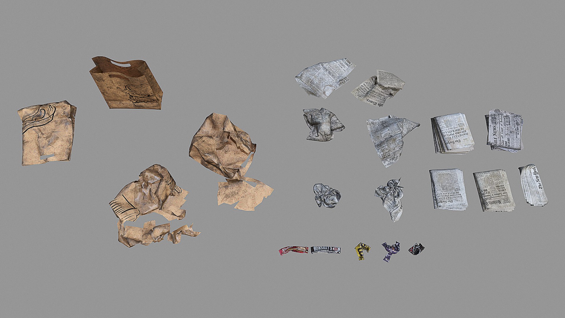 3D Paper Trash PBR Game Ready Model - TurboSquid 1758494