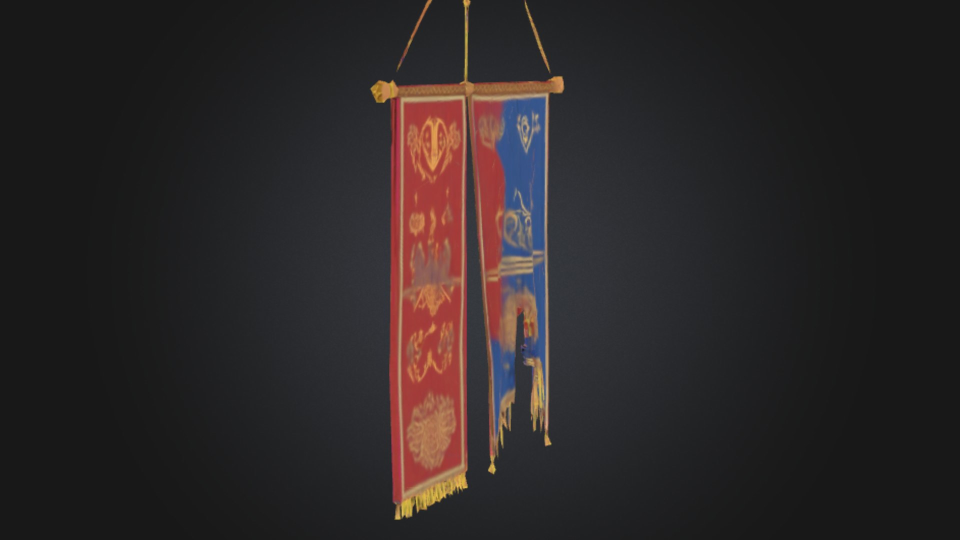 3D Stylized Medieval Banners Set - Royal Flags FBX OBJ BLEND Model ...