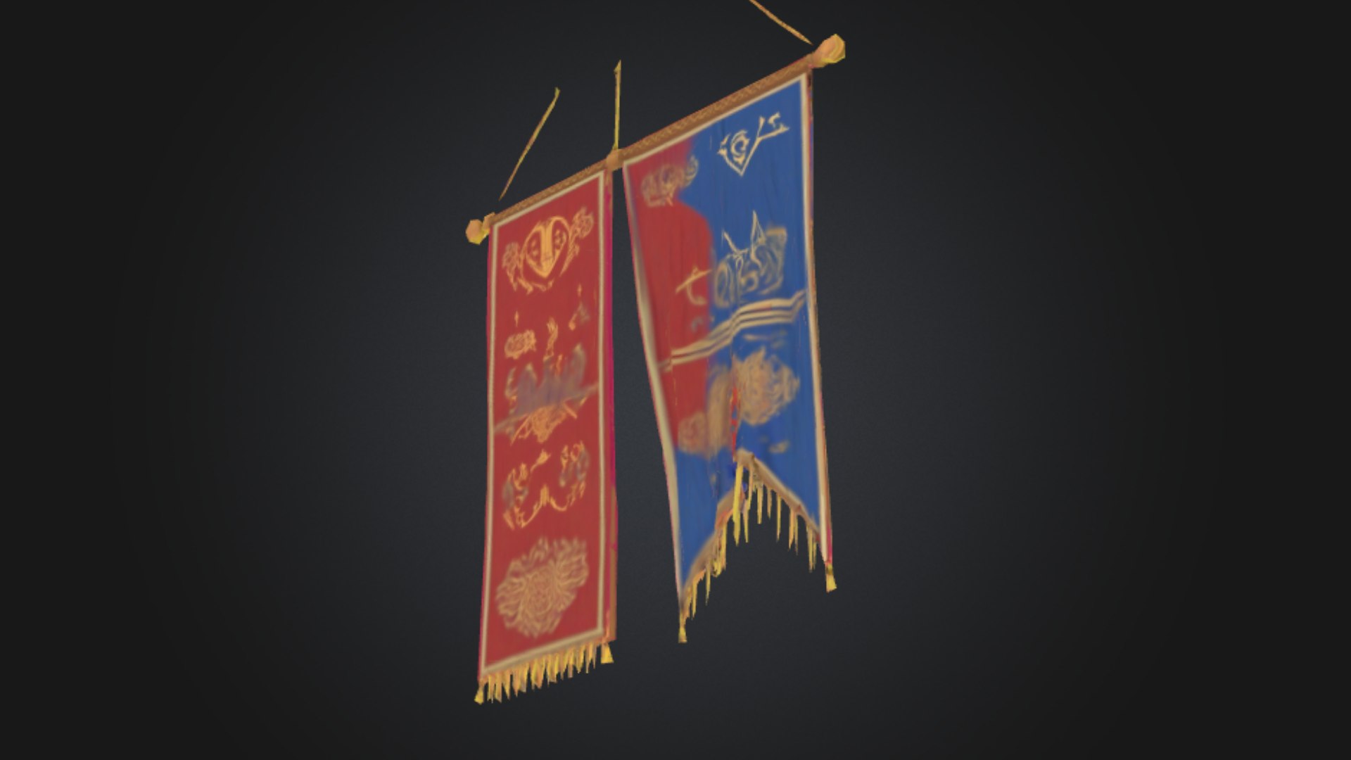 3D Stylized Medieval Banners Set - Royal Flags FBX OBJ BLEND Model ...