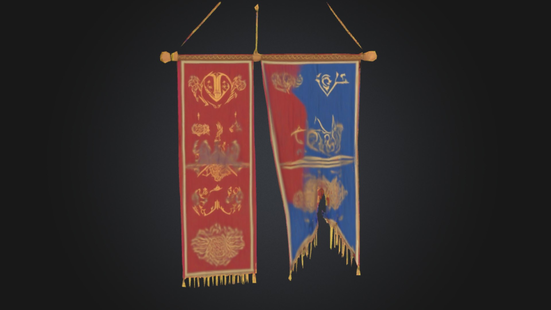 3D Stylized Medieval Banners Set - Royal Flags FBX OBJ BLEND Model ...