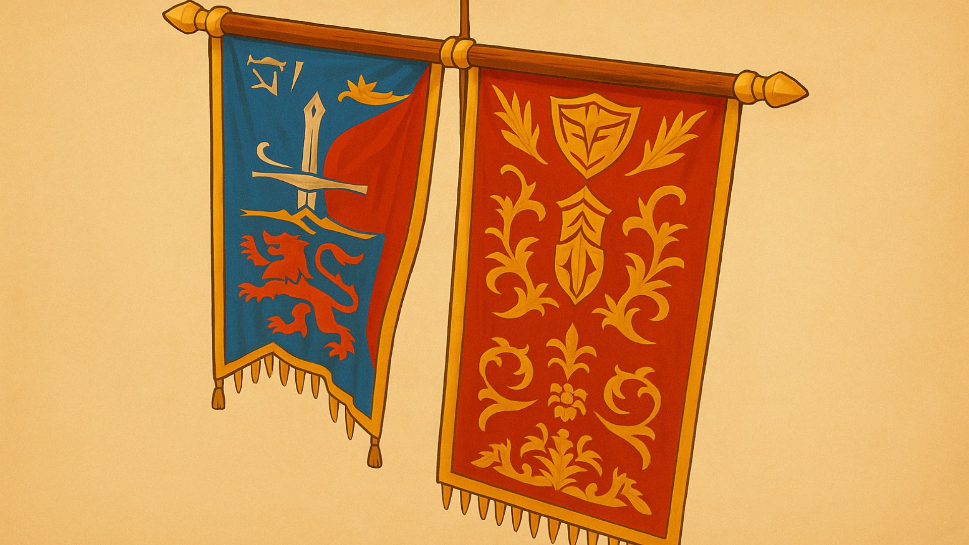 3D Stylized Medieval Banners Set - Royal Flags FBX OBJ BLEND Model ...