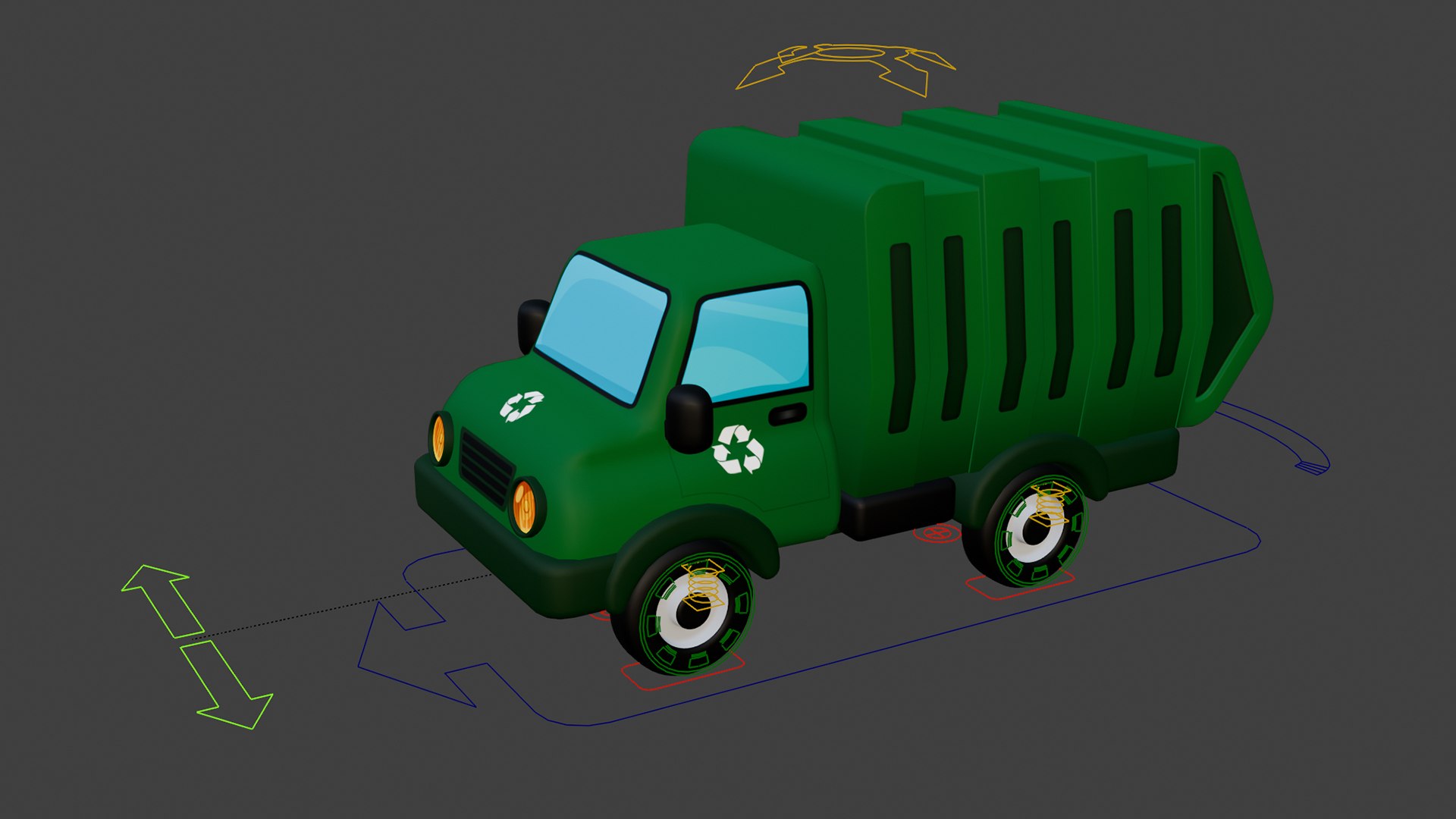 3D Cartoon Garbage Truck - TurboSquid 2408991