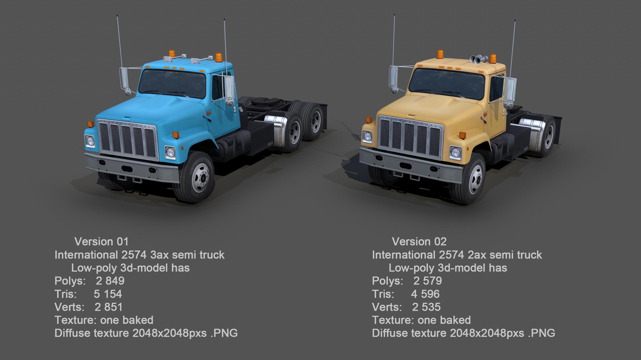 International 2574 semi truck 3D model - TurboSquid 1723053
