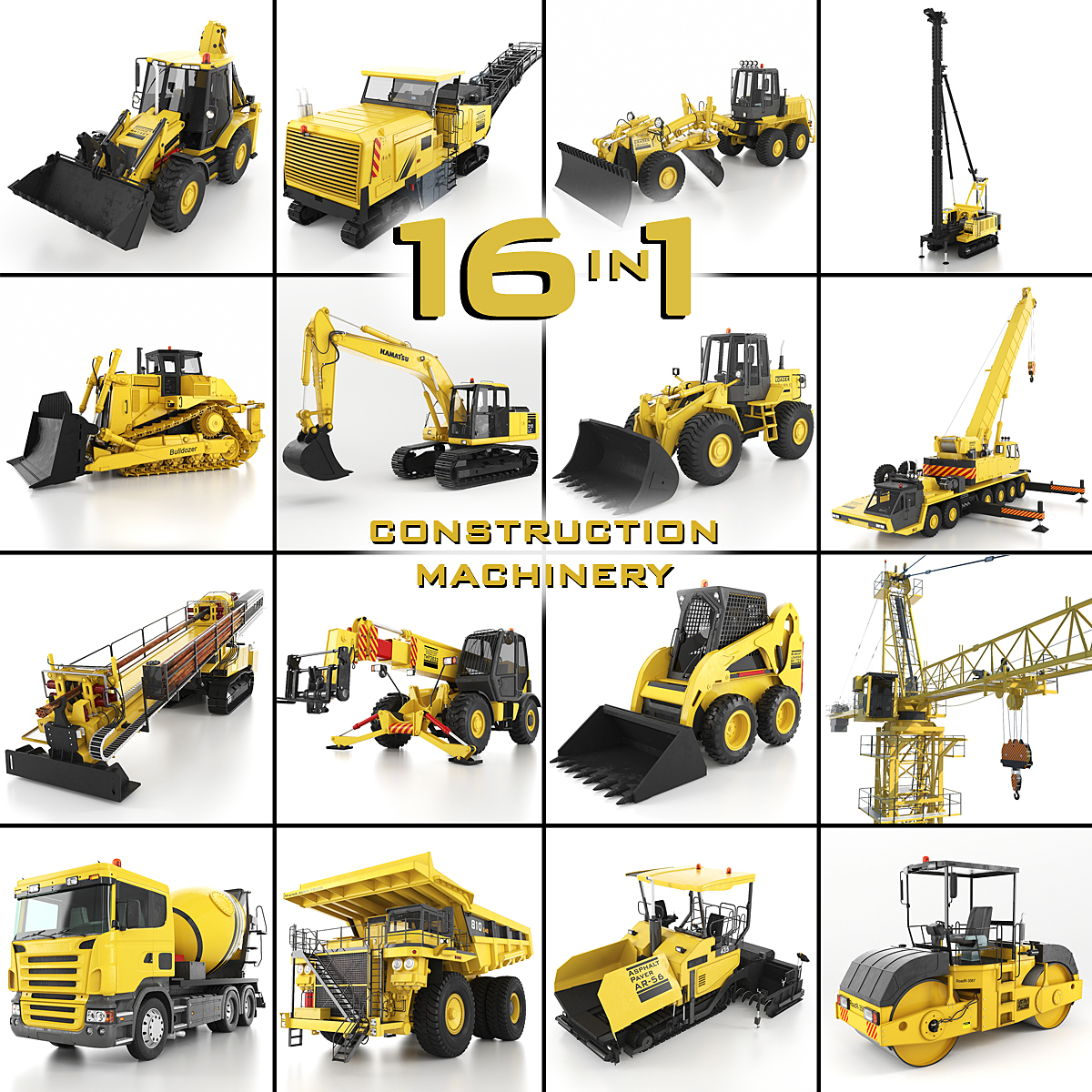 3d model heavy construction machinery equipment