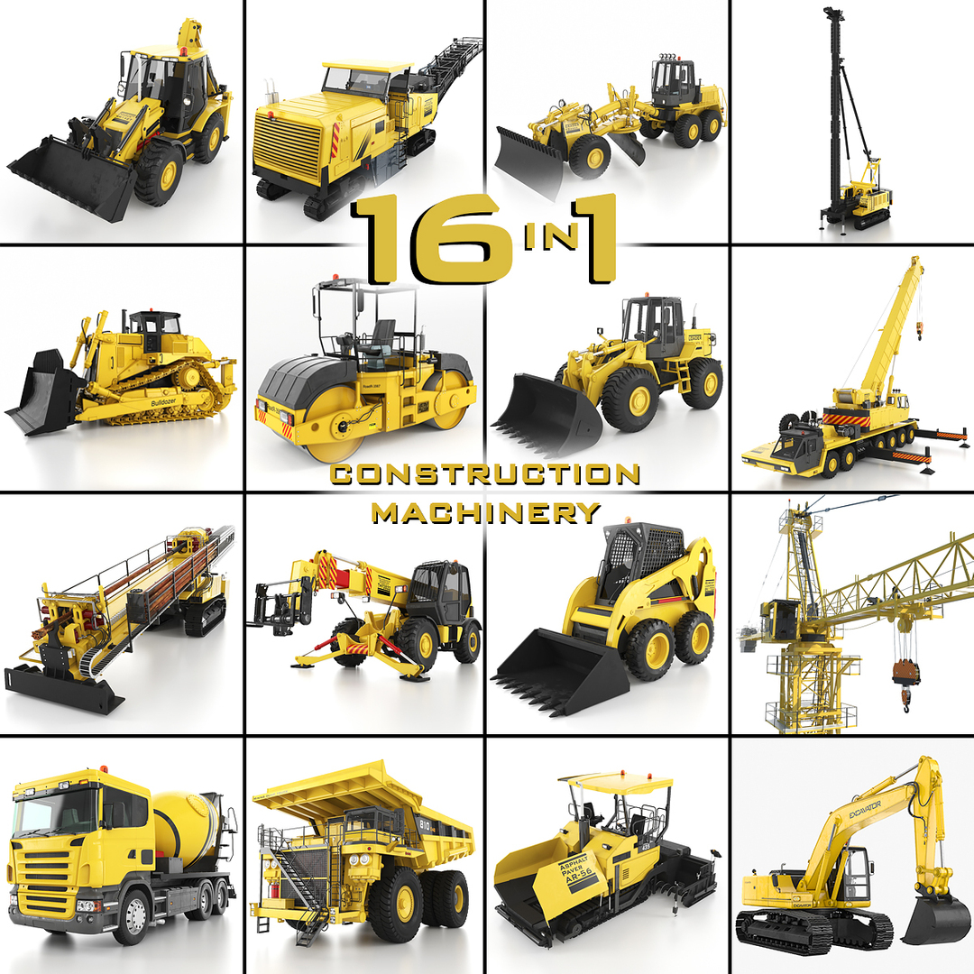 3d model heavy construction machinery equipment