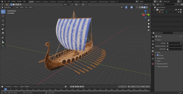 3D Viking Drakkar Sail Blue model - TurboSquid 1886192