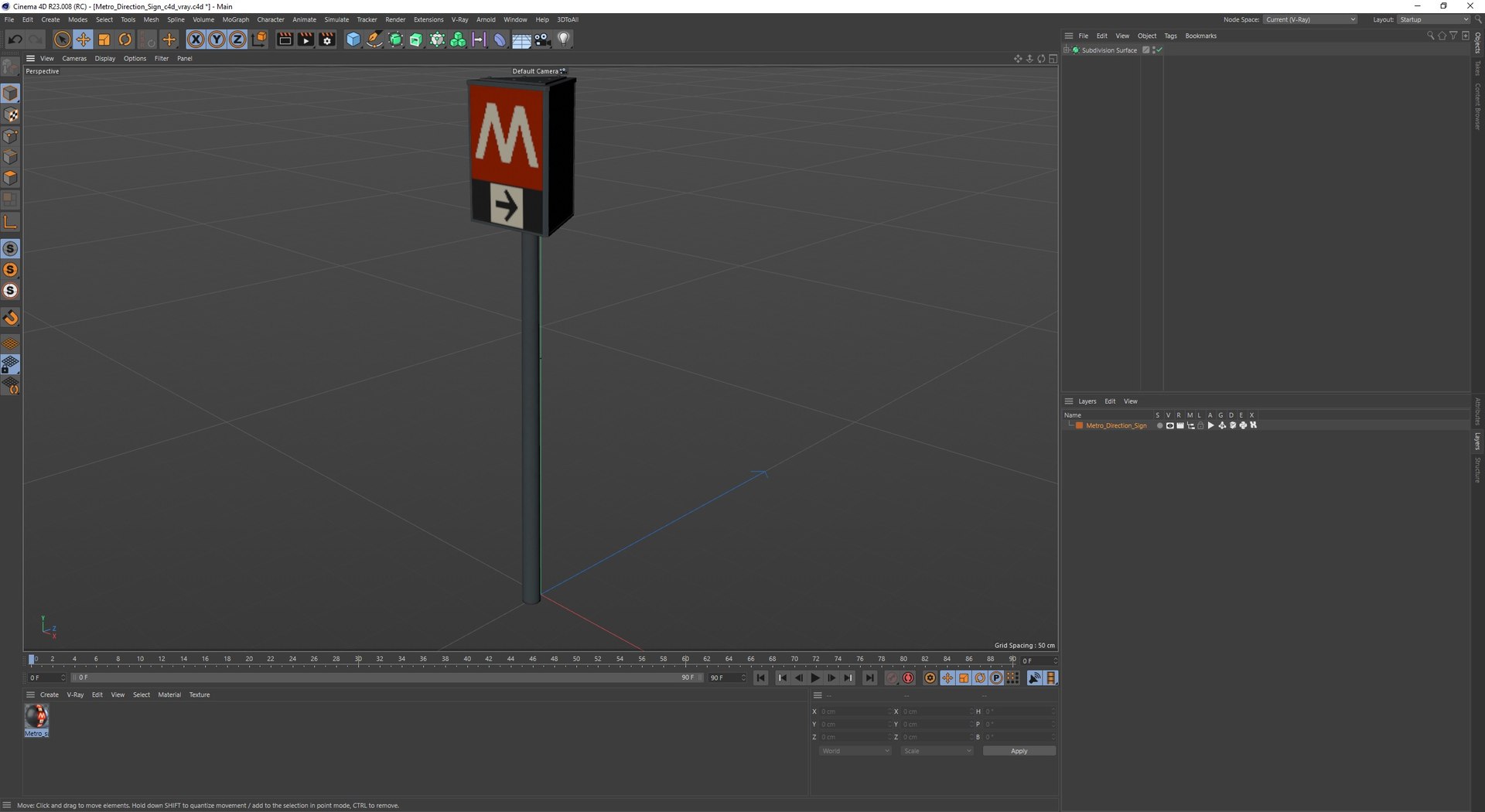 3D Metro Direction Sign Model - TurboSquid 2383507