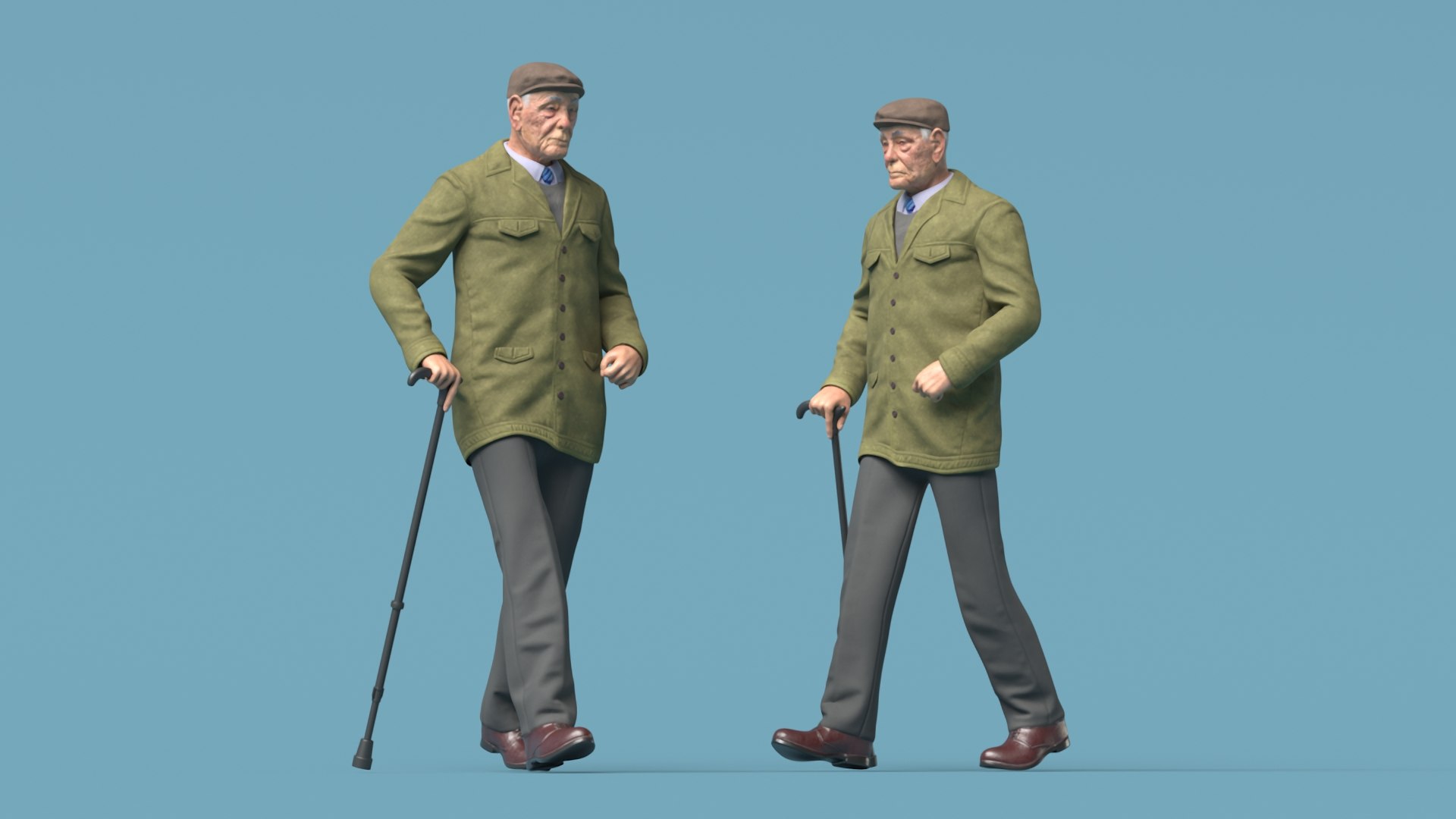 3D Model Walking Old Man With Stick - TurboSquid 2277689