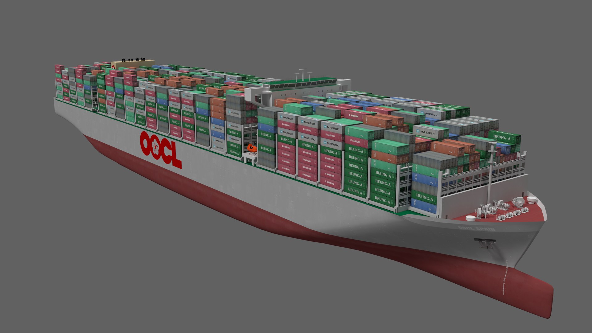 OOCL Spain Container Ship Lowpoly 3D Model - TurboSquid 2262470
