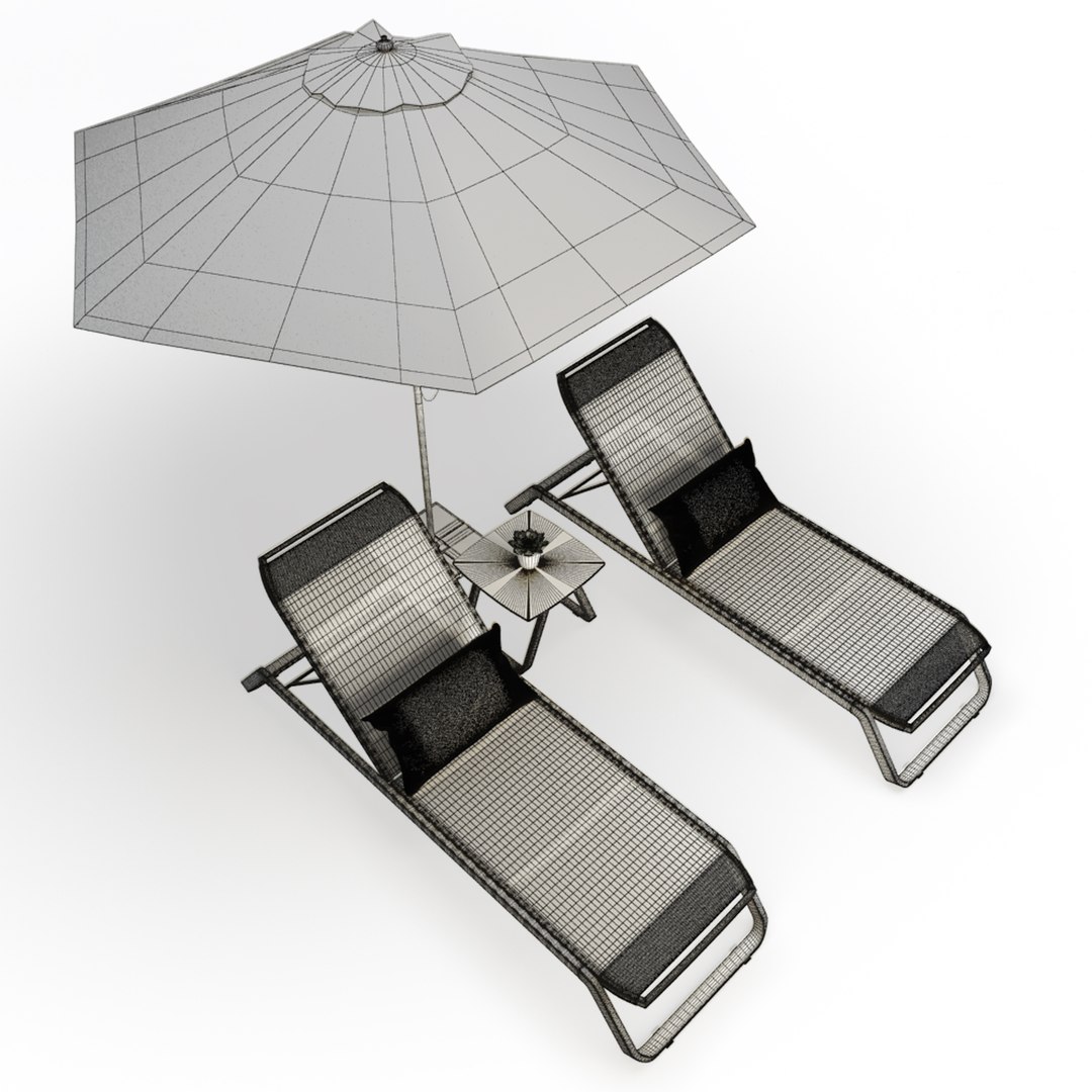 3D Metallic Sunbeds Marieta Set - TurboSquid 1787508