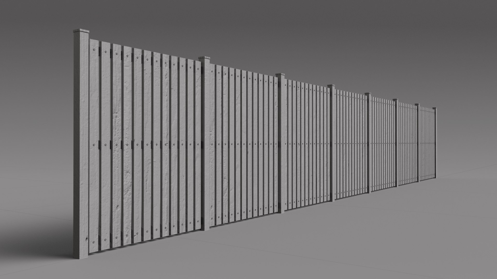Low Poly Fence With 7 Different Textures In White Wood 3D Model ...
