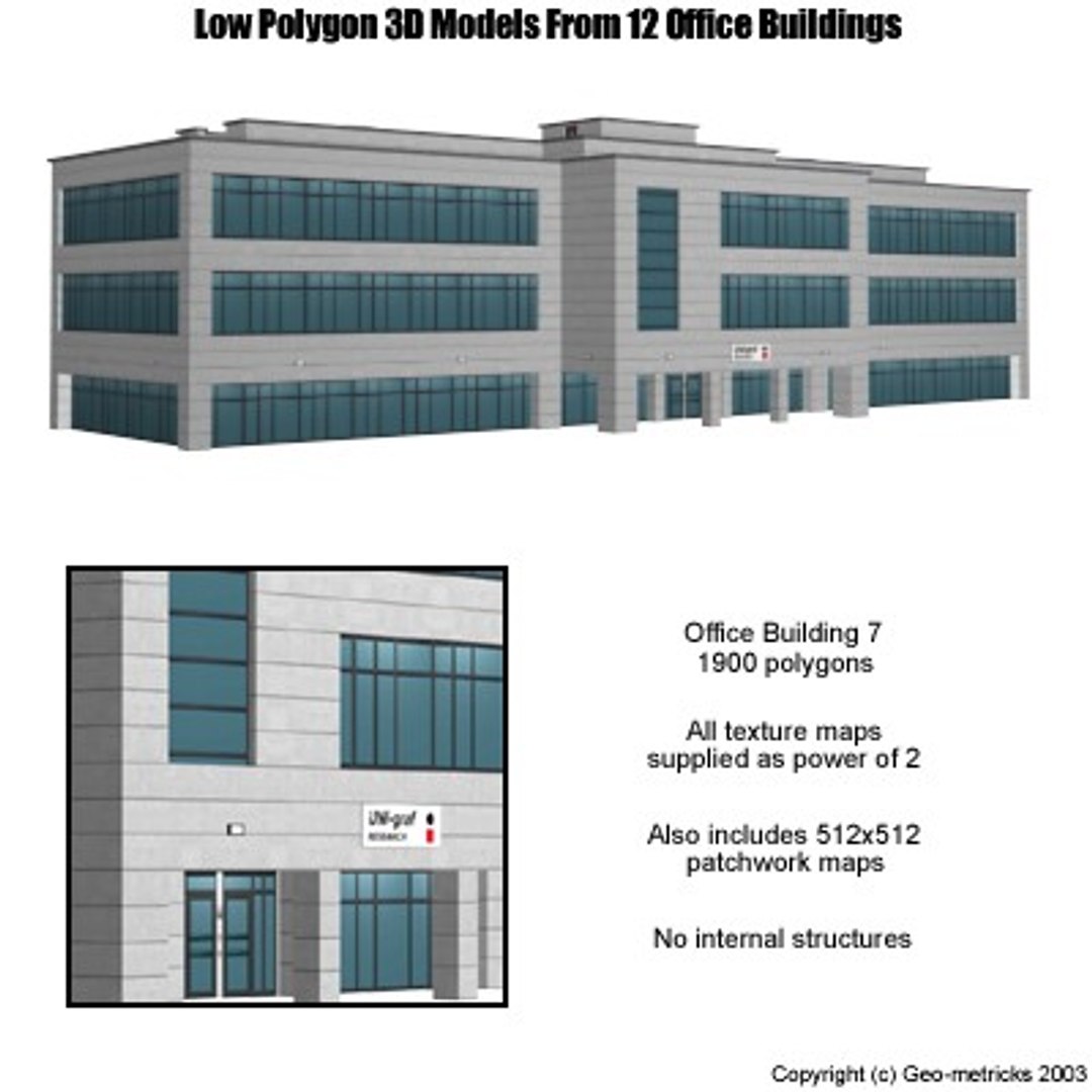 12 office buildings 3d model