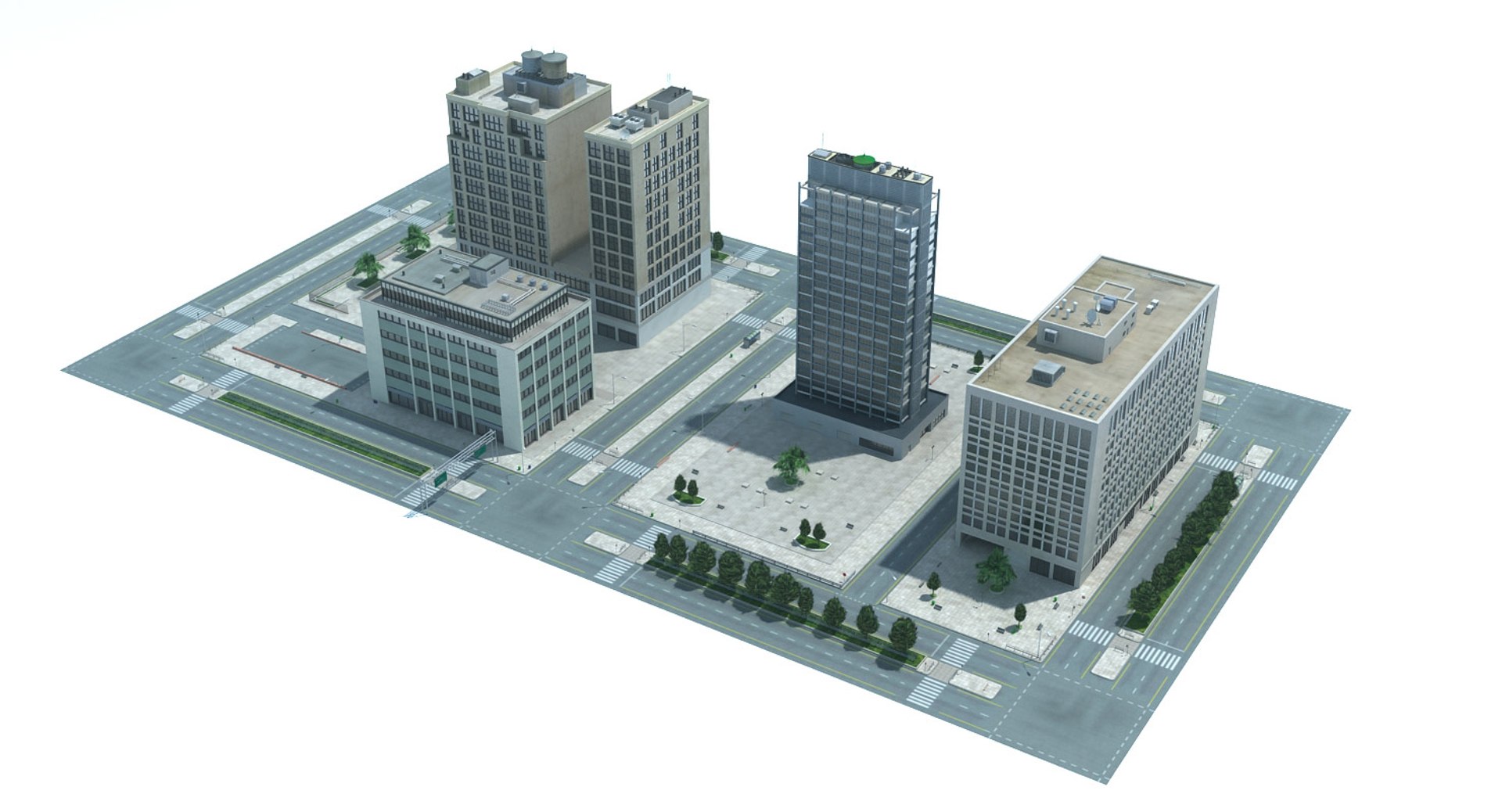 3d Model City Block Cityscape 03