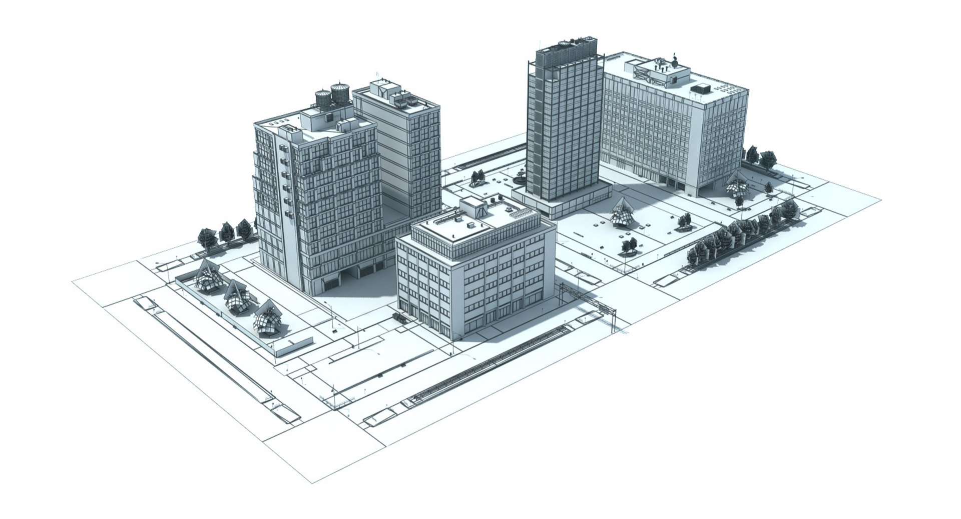 3d Model City Block Cityscape 03