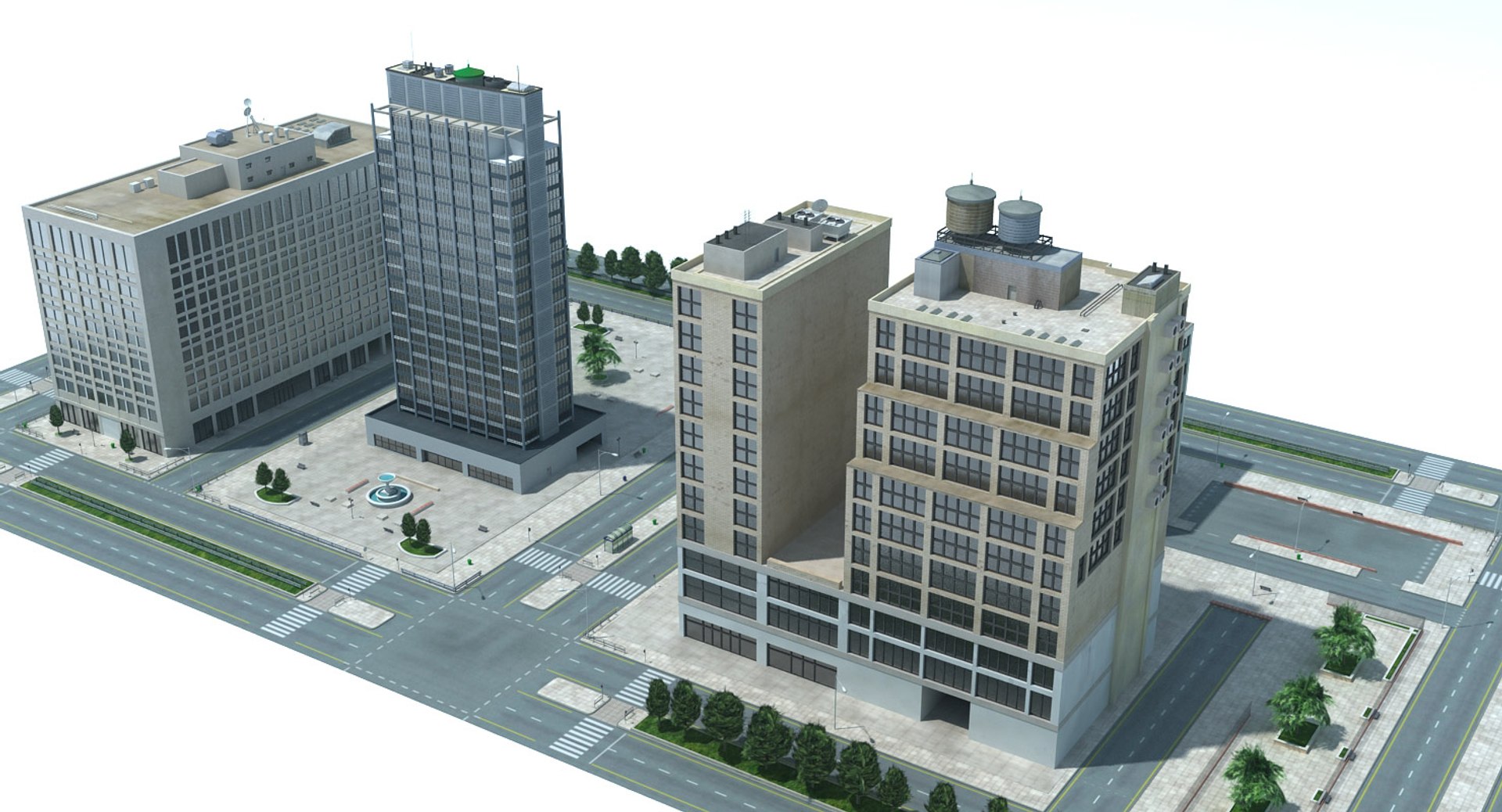 3d Model City Block Cityscape 03