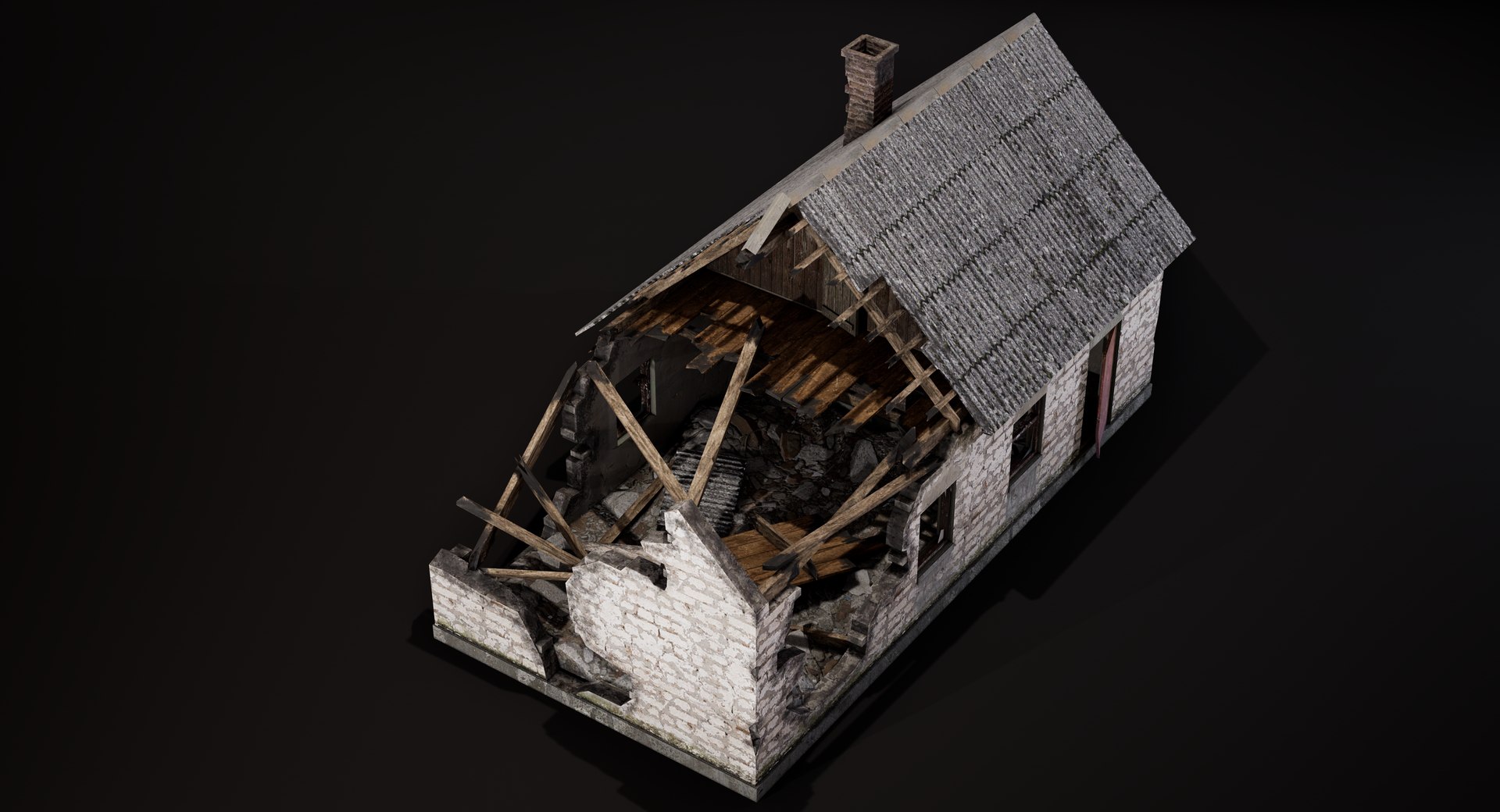 3D Model Abandoned Destroyed House - TurboSquid 2067684