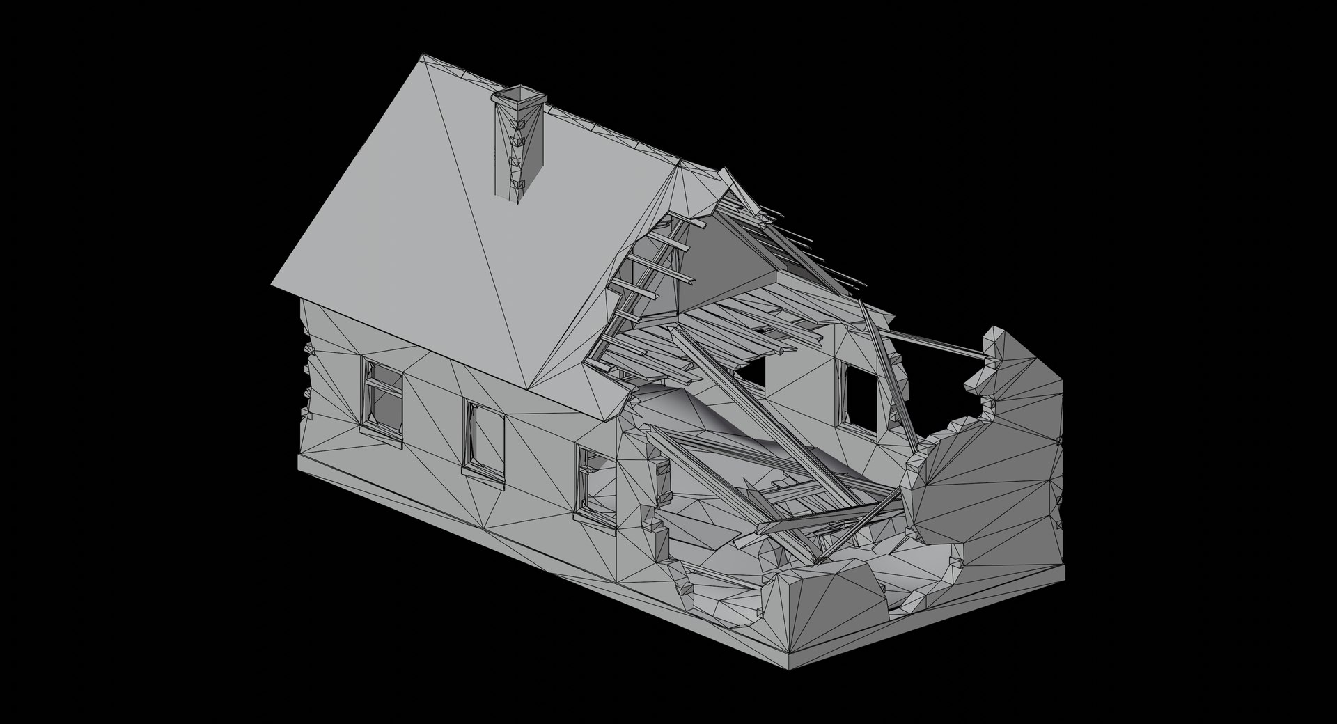 3D Model Abandoned Destroyed House - TurboSquid 2067684