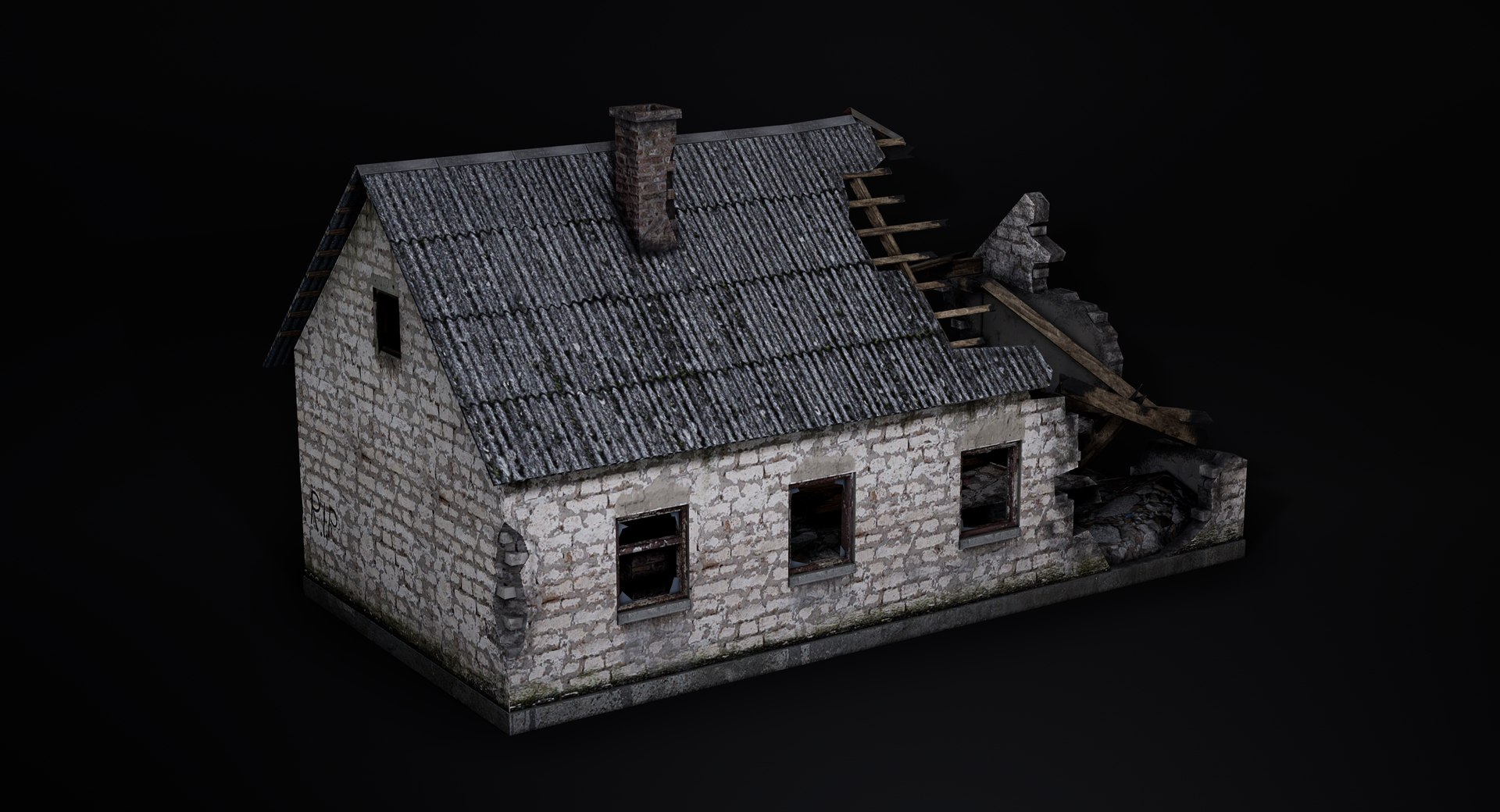 3D Model Abandoned Destroyed House - TurboSquid 2067684