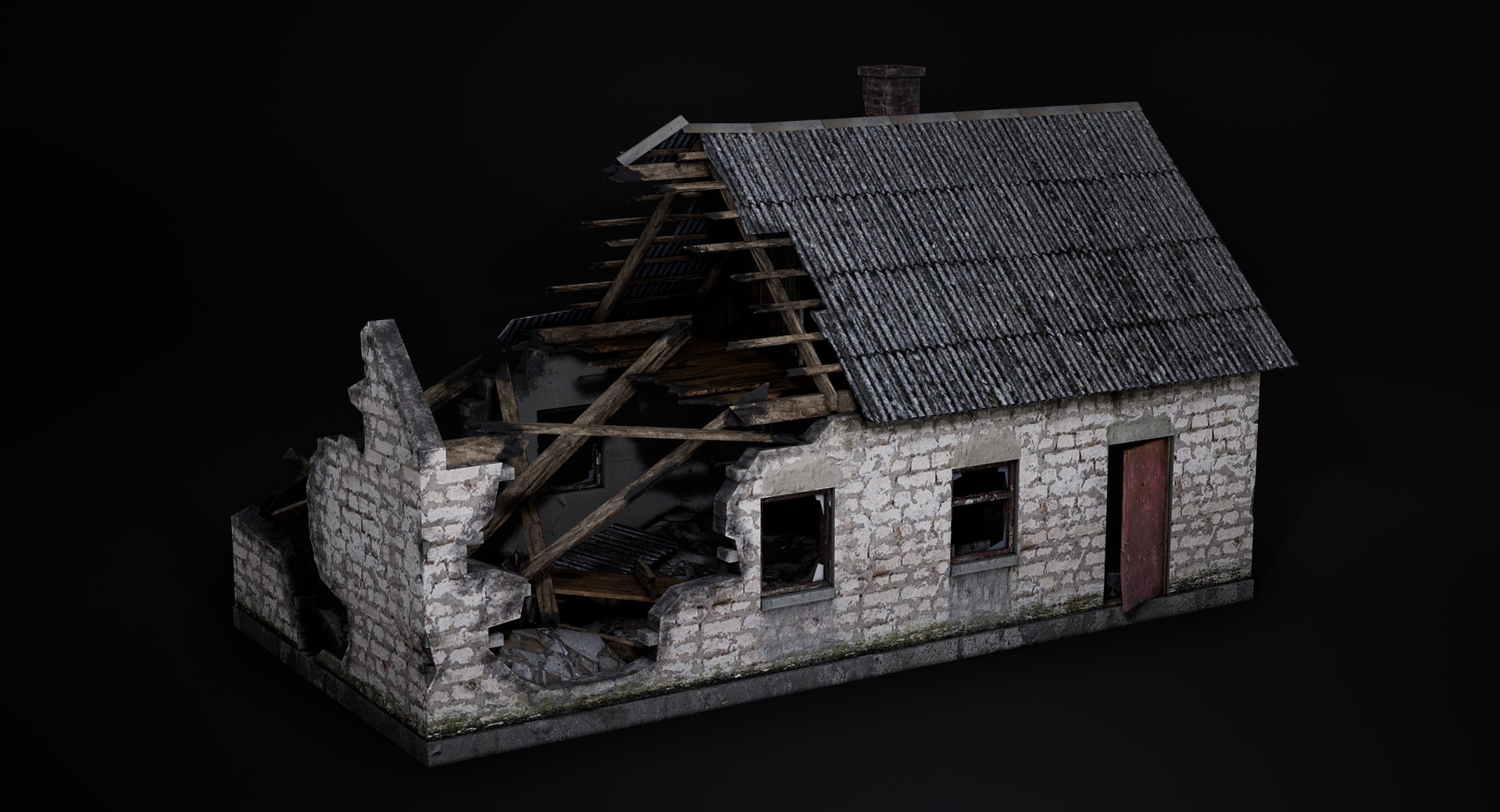 3D Model Abandoned Destroyed House - TurboSquid 2067684