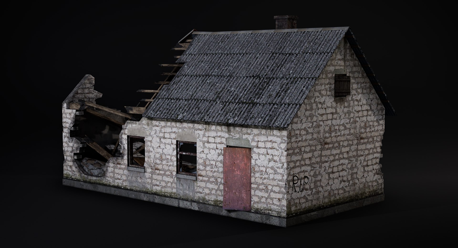 3D Model Abandoned Destroyed House - TurboSquid 2067684