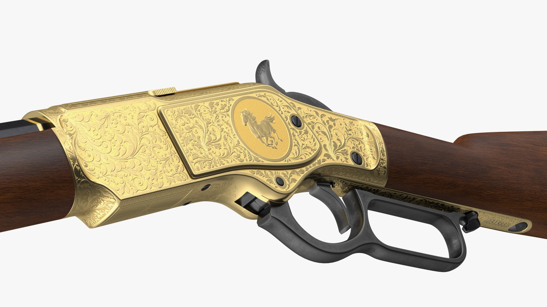 3D Engraved Winchester Model 1873 Golden Case - TurboSquid 1953354