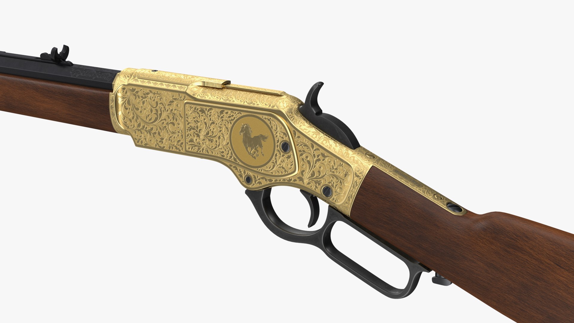 3D Engraved Winchester Model 1873 Golden Case - TurboSquid 1953354