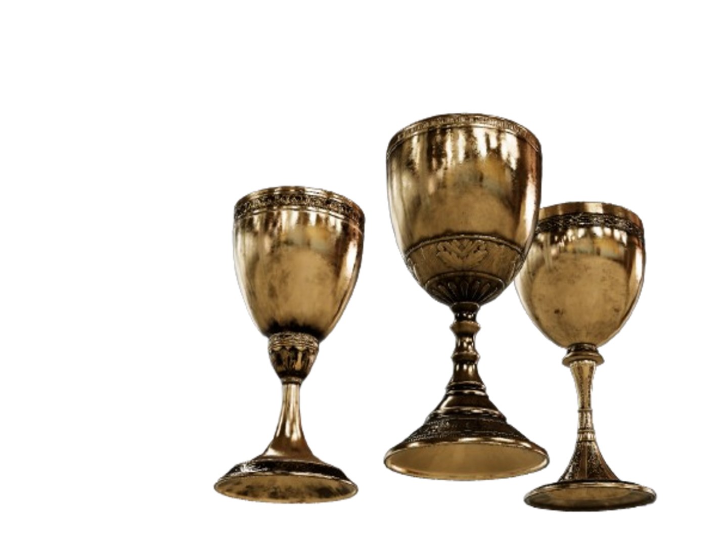 3D Brass Goblets bronze model - TurboSquid 2182278