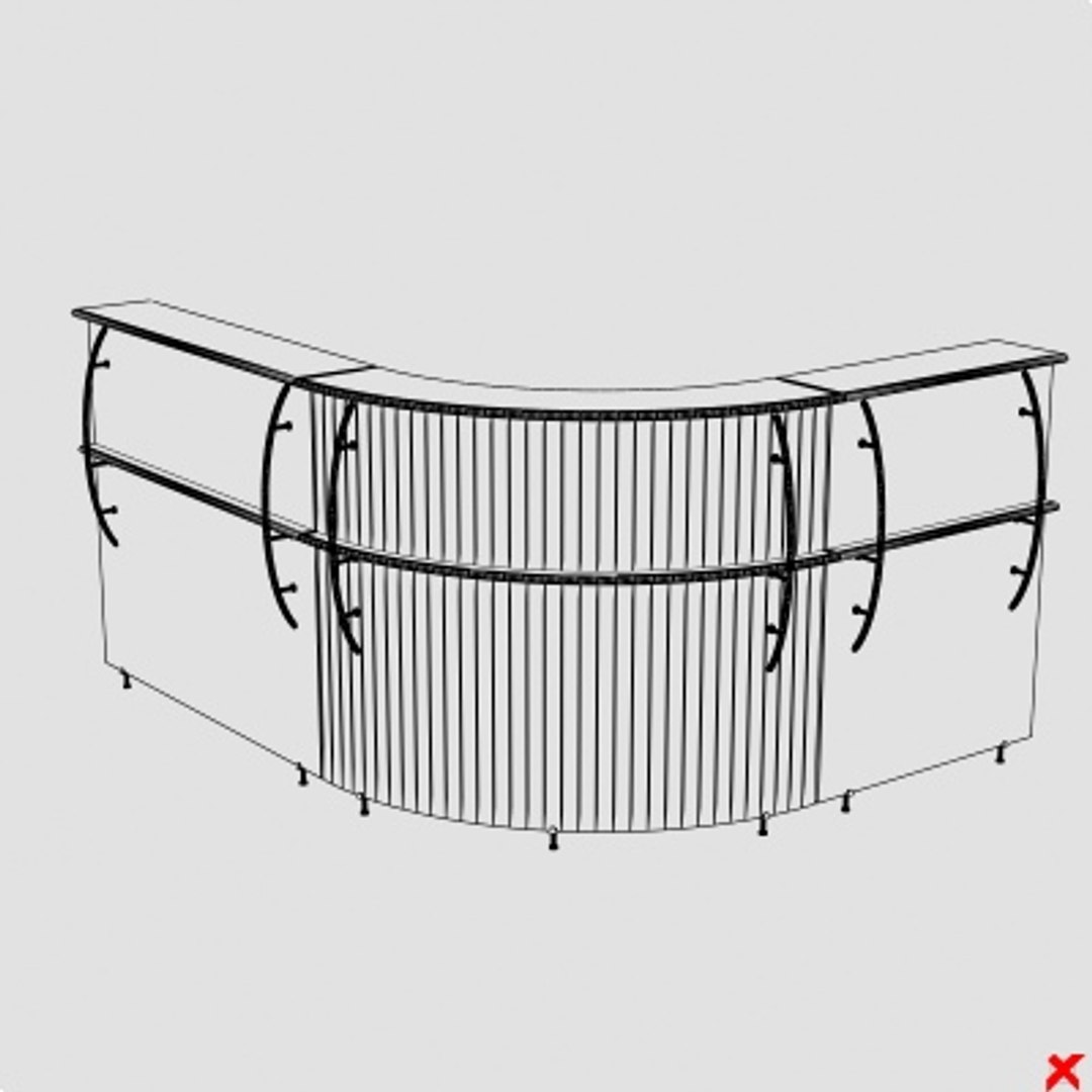 3d counter bank desk model