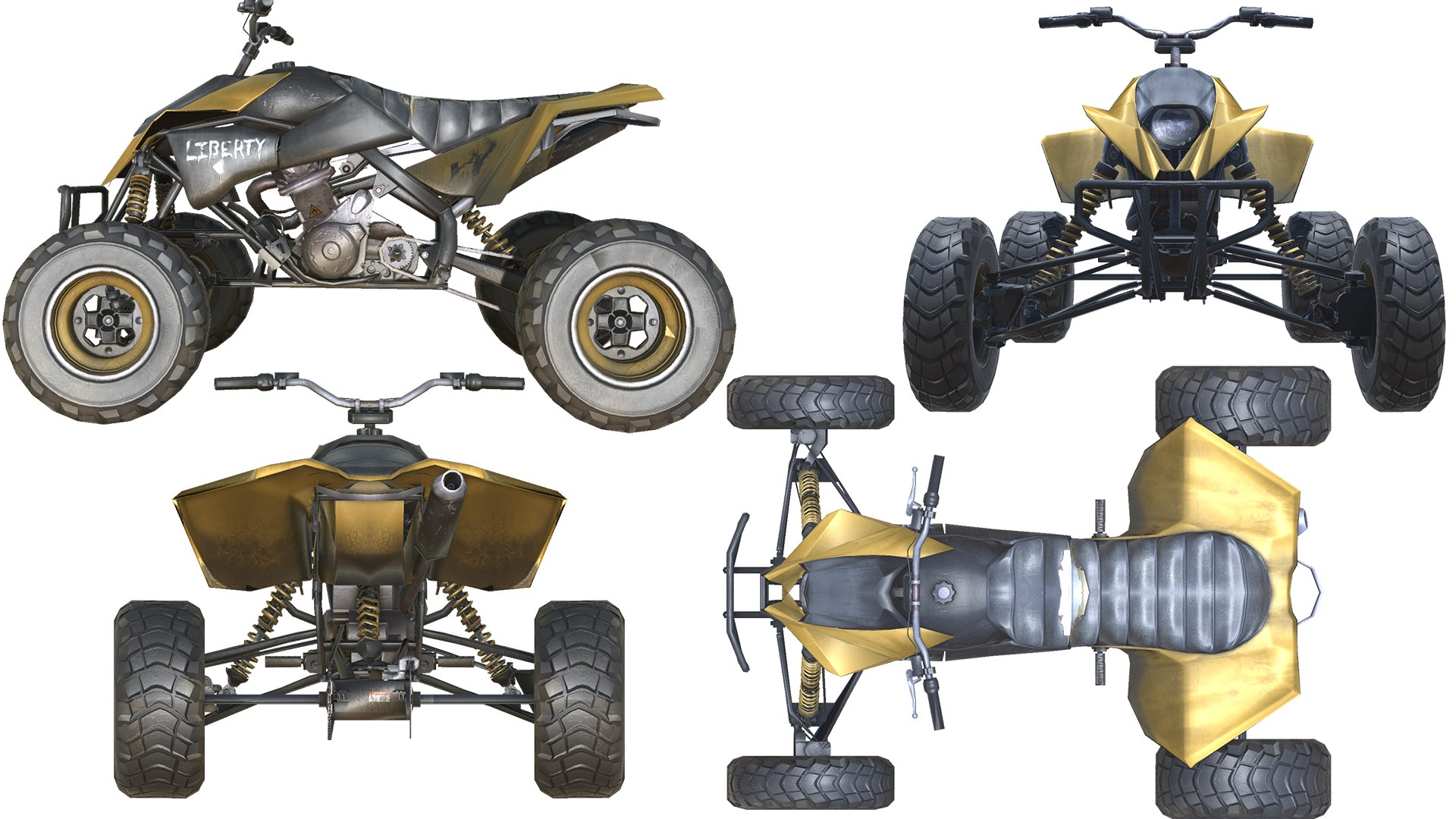 3D 014-Quad Bike-Quad-ATV-Bike-low Poly Game Ready 3d Model Model ...