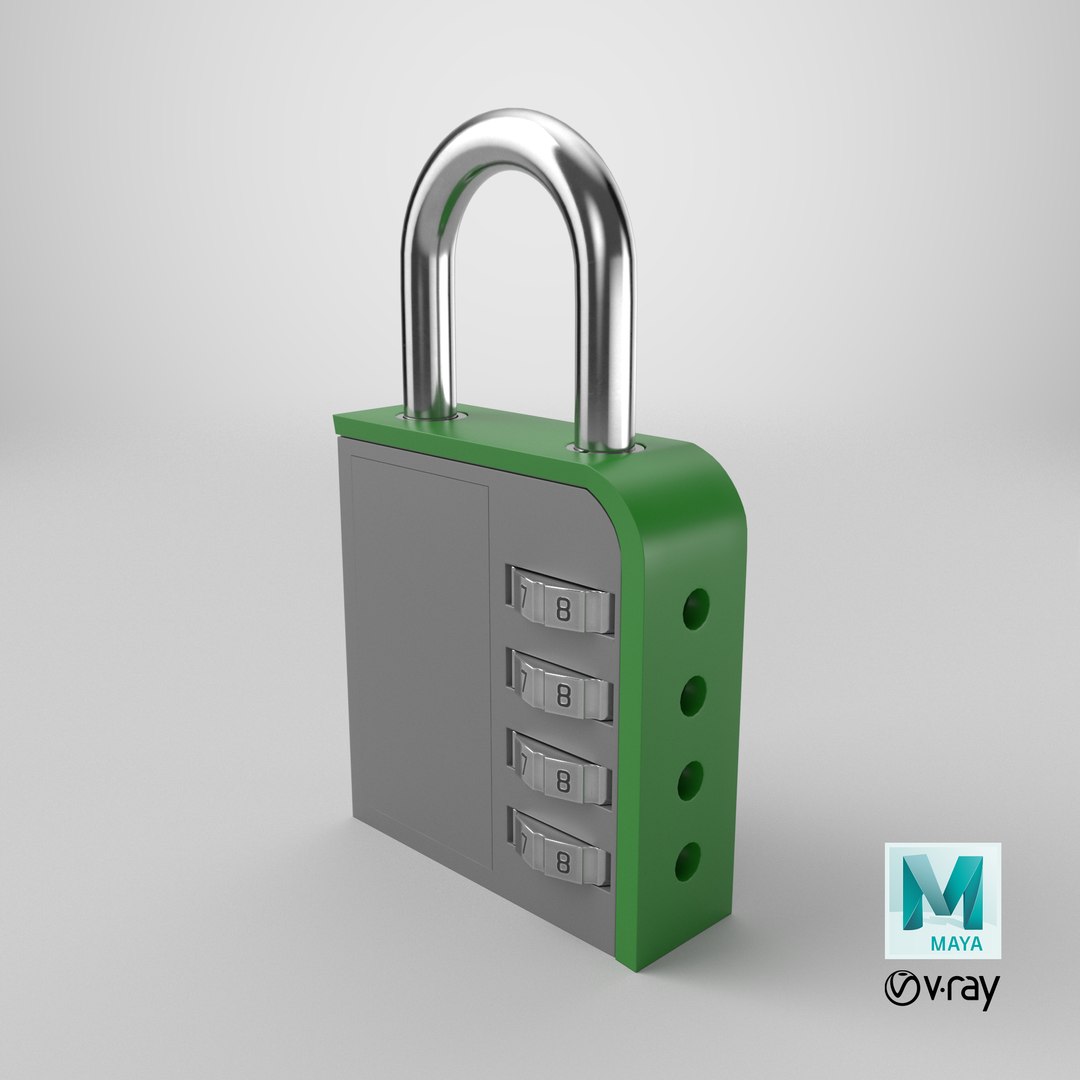 3D Combination Lock Green - TurboSquid 1684319