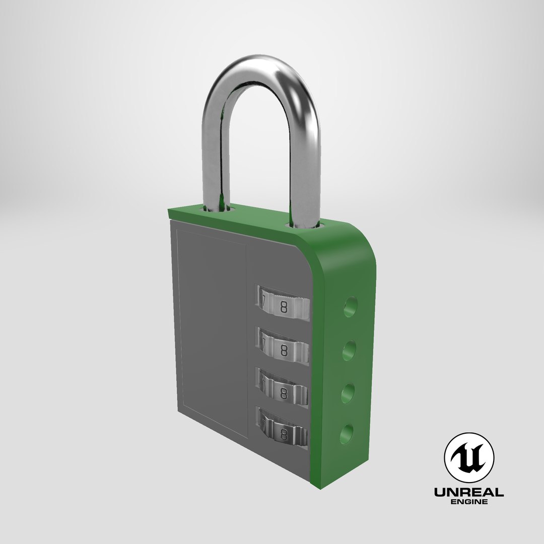 3D Combination Lock Green - TurboSquid 1684319