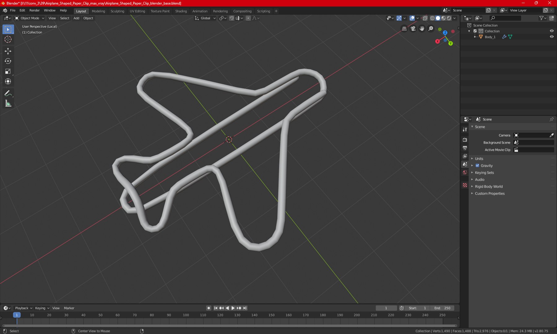 Plane Shaped Paper Clip 3D Model - TurboSquid 2195632