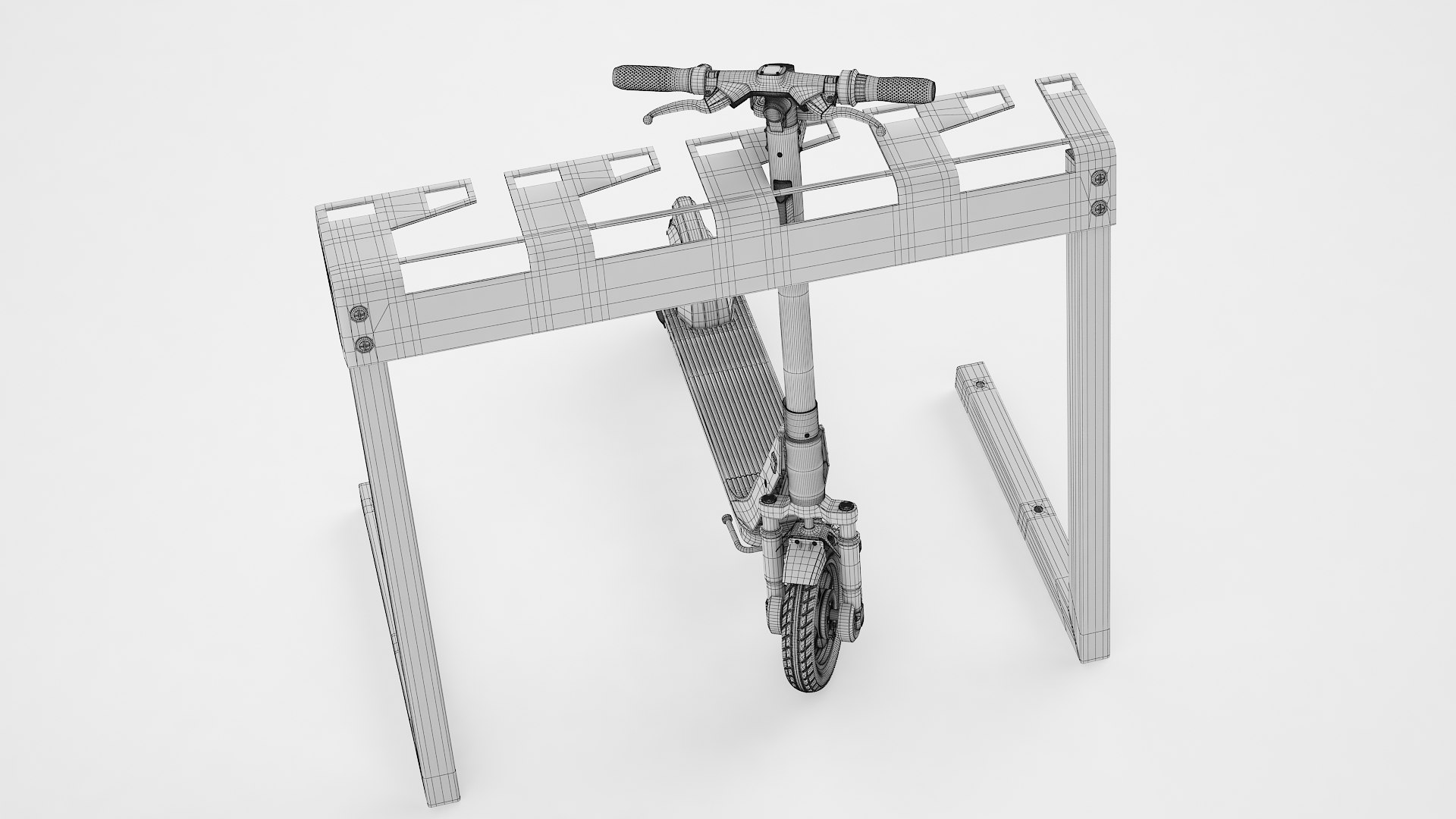 Scooter Parking Rack With Electric Scooter 01 3D Model - TurboSquid 2007092