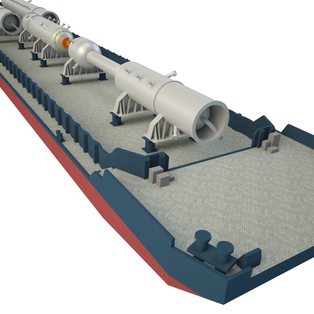 Cargo Barge Oil Refinery 3d Model