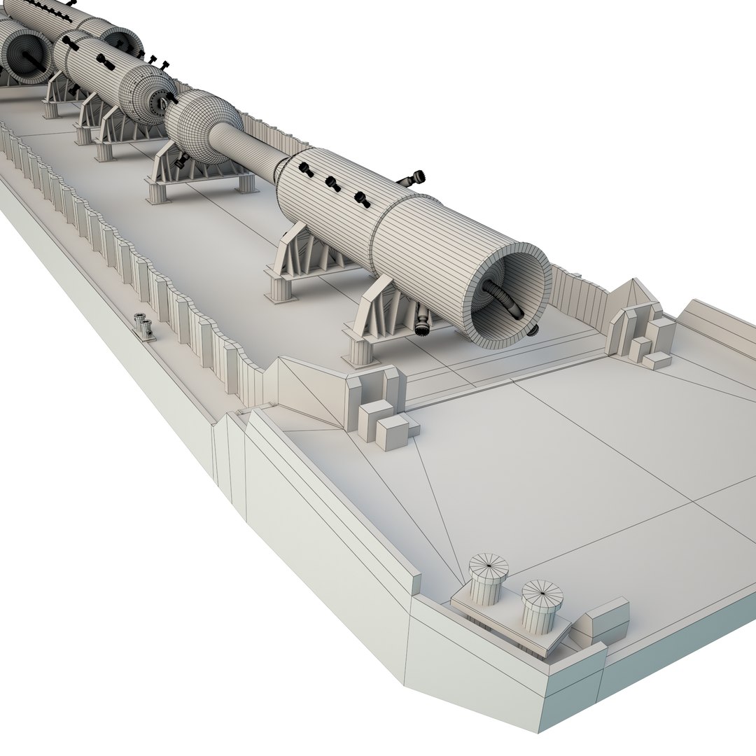 Cargo Barge Oil Refinery 3d Model