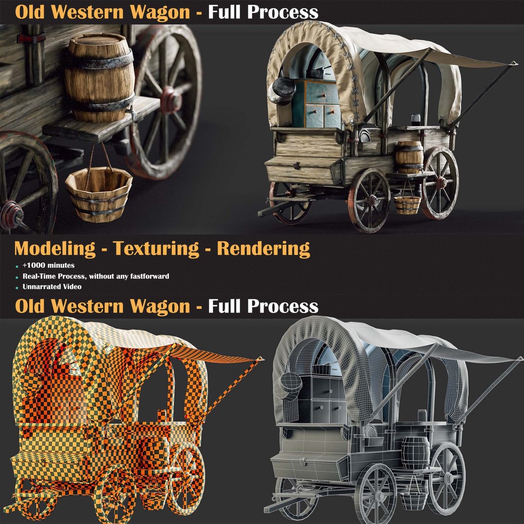Old Western Wagon Tutorial Full Process Model - TurboSquid 2273050