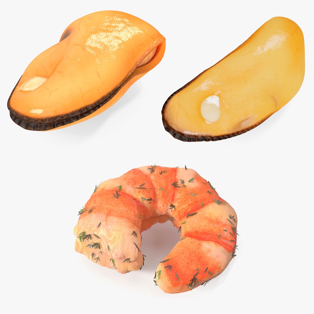 3D Cooked Mussels And Shrimp Collection - TurboSquid 2391986