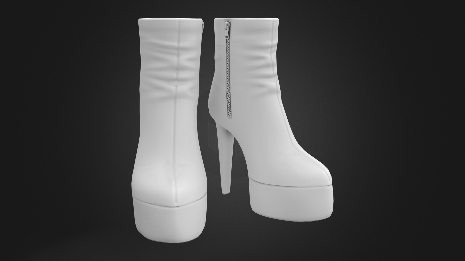 Leather Ankle High Heels Boots Model - TurboSquid 1880163