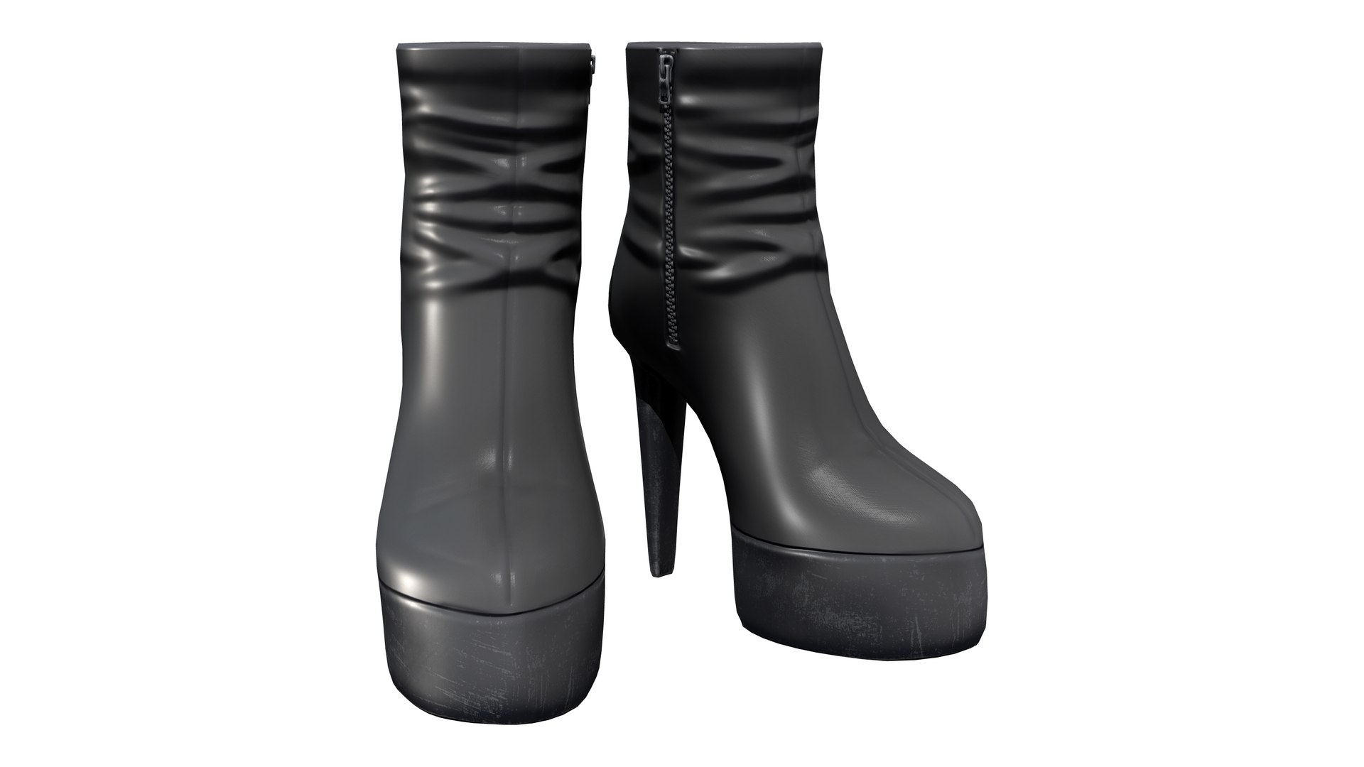 Leather Ankle High Heels Boots Model - TurboSquid 1880163